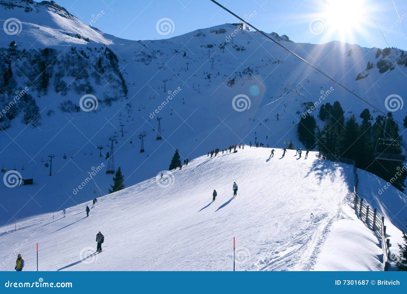Sunny slope in swiss Alps stock image. Image of environment - 7301687