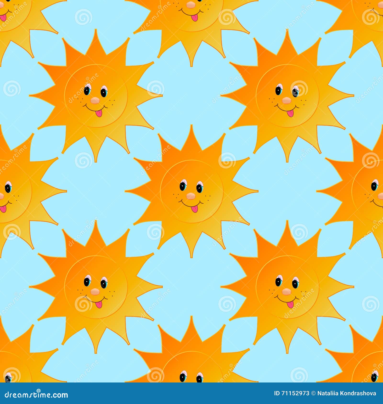 Sunny Smile Cartoon Vector Seamless Pattern Stock Vector - Illustration ...