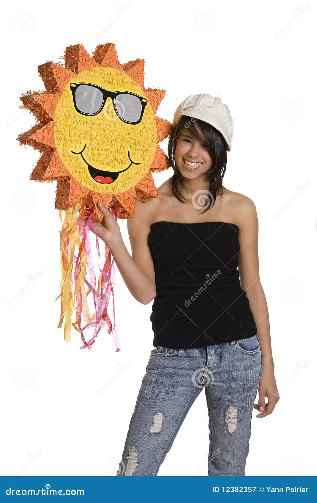 Sunny smily girl stock image. Image of woman, candy, jean - 12382357