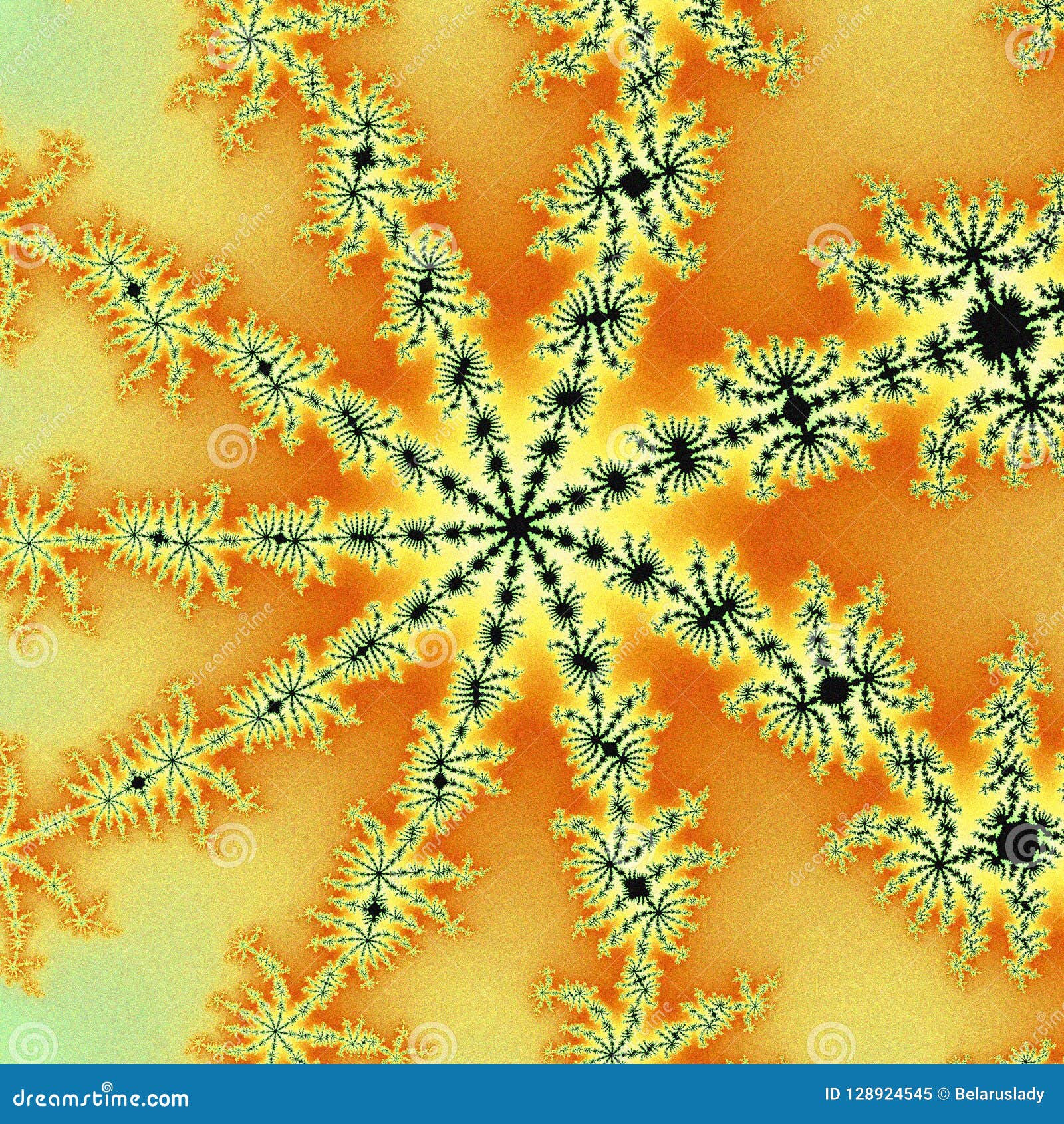 Sunny Snowflake Fractal Pattern on Orange Background Stock Illustration ...