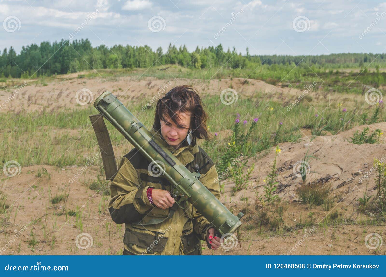 Girl in Uniform with a Bazooka Stock Photo - Image of bazooka, holding ...