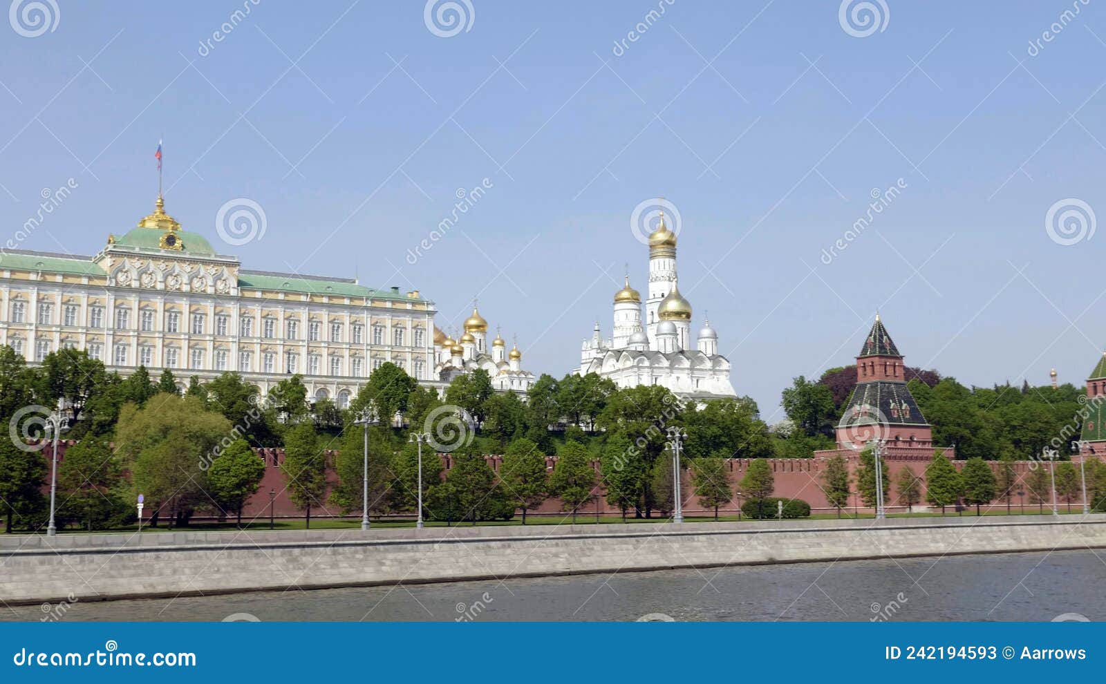 Sunny Summer Day Moscow River Bay Kremlin Stock Image - Image of brand ...