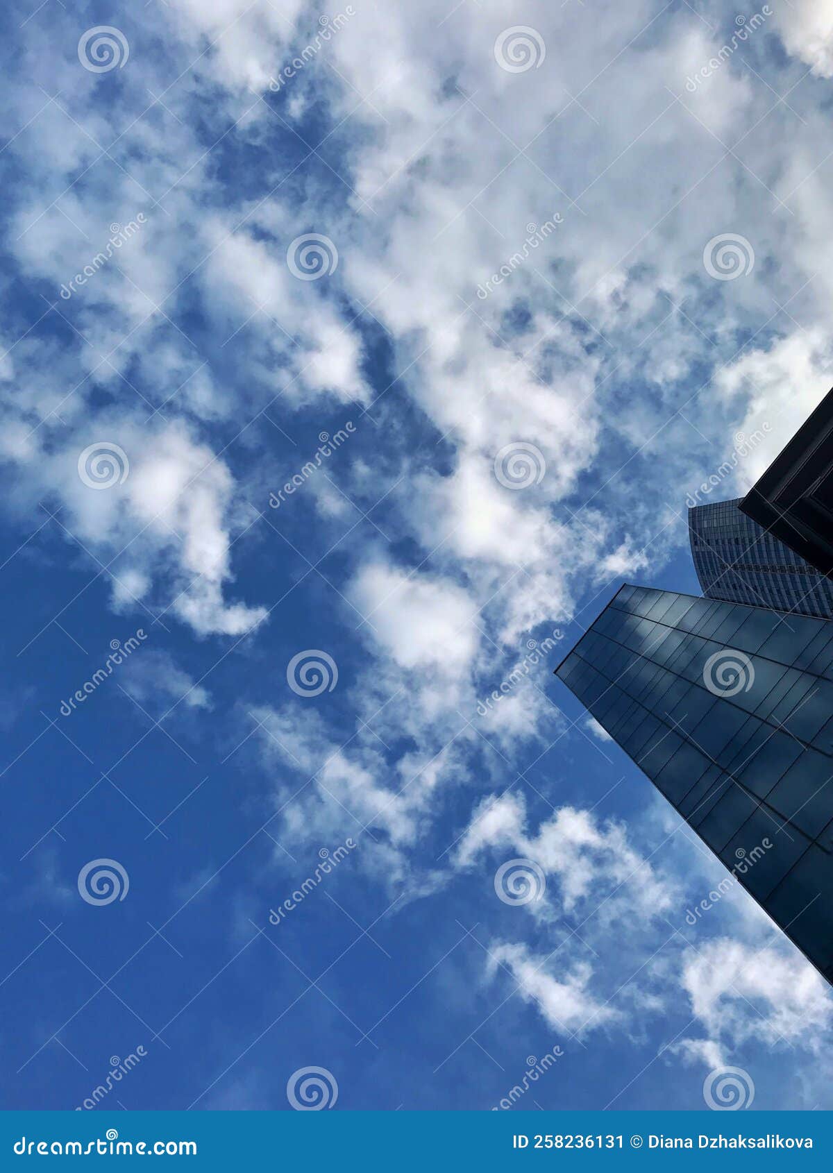 Sunny Summer Sky with Clouds. Open Light Sky with Clouds and Building ...