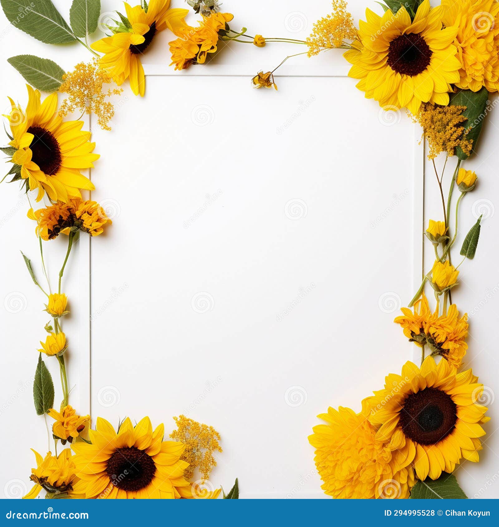 Sunny sunflower border stock illustration. Illustration of boutineer ...