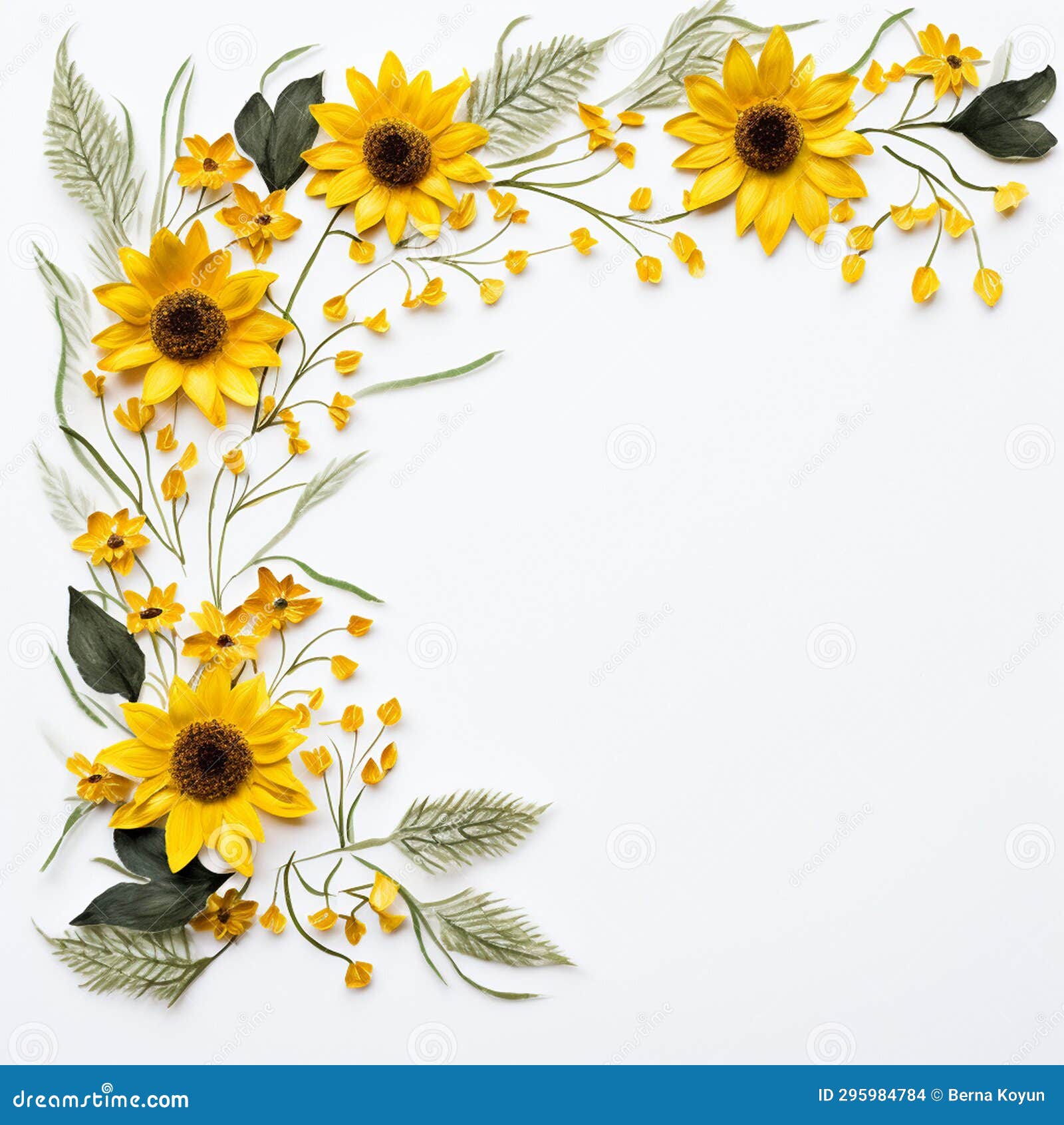 Sunny sunflower border stock illustration. Illustration of blossoming ...