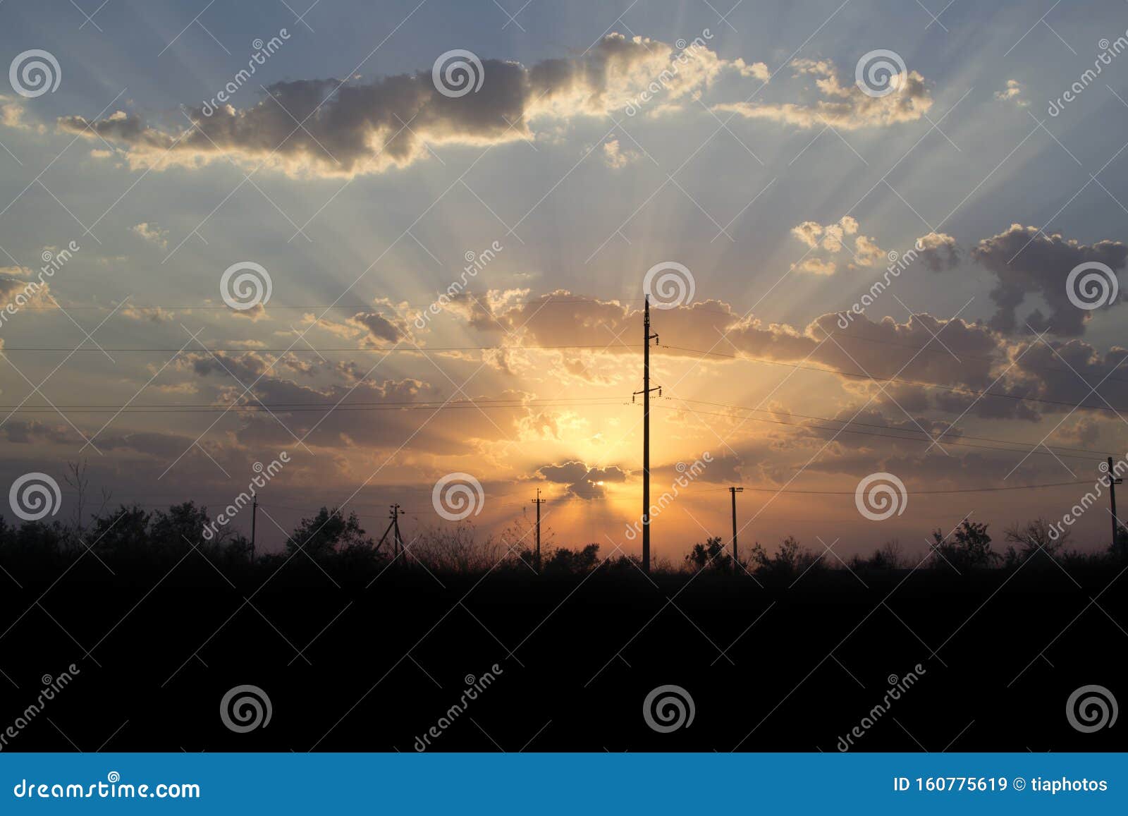 Sunny Sunset Above the Ground Stock Image - Image of evening ...