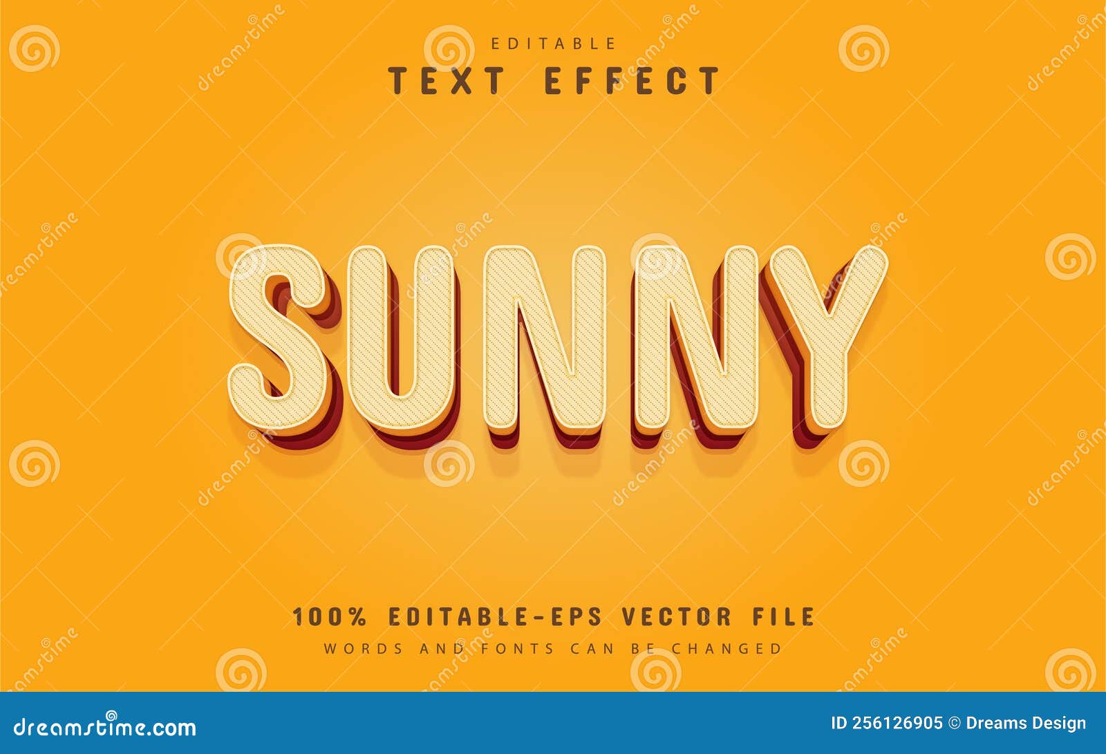 Sunny text effect editable stock vector. Illustration of font - 256126905