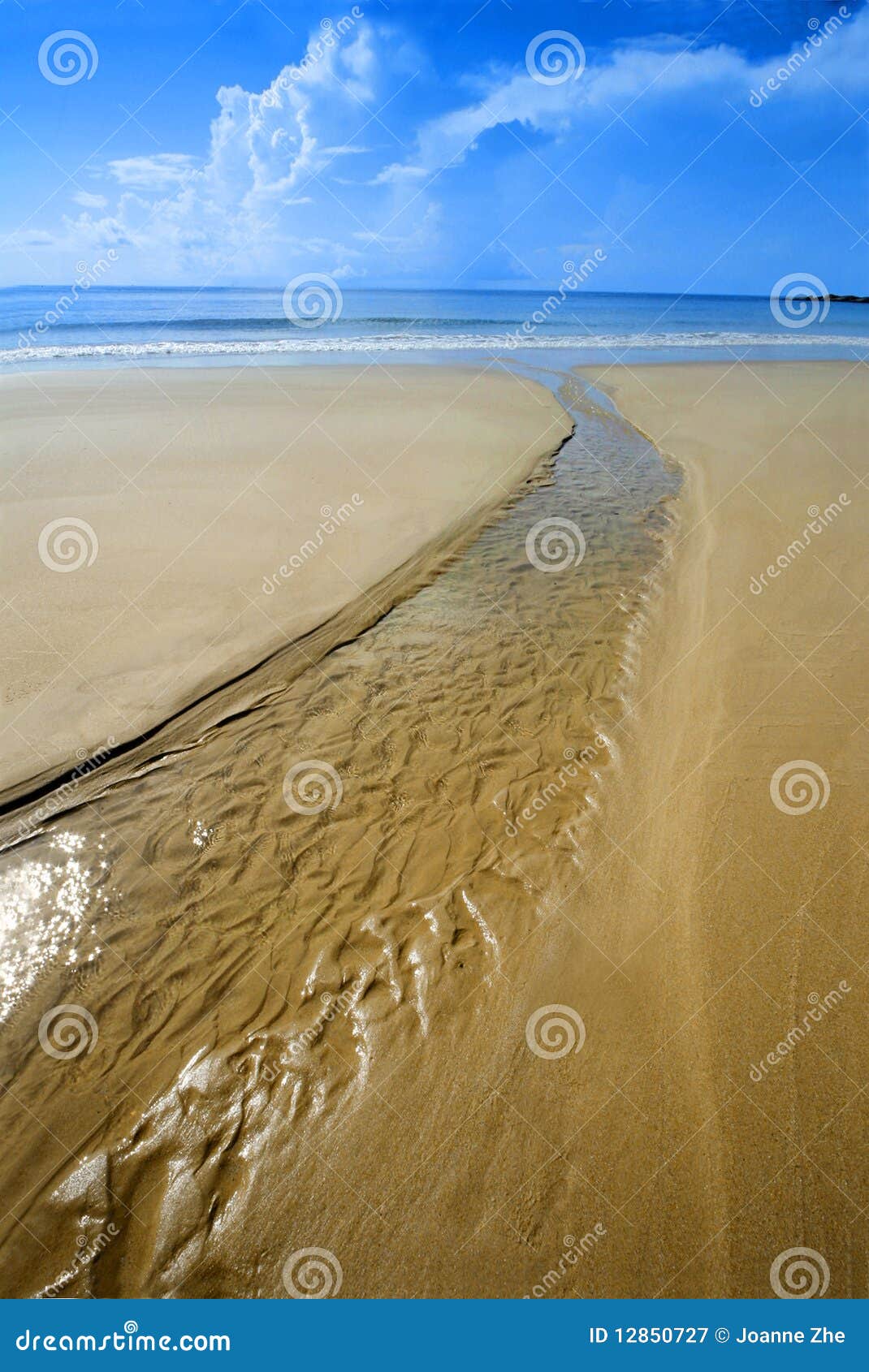 Sunny Tropcal Beach with Water Stream Stock Image - Image of landscapes ...