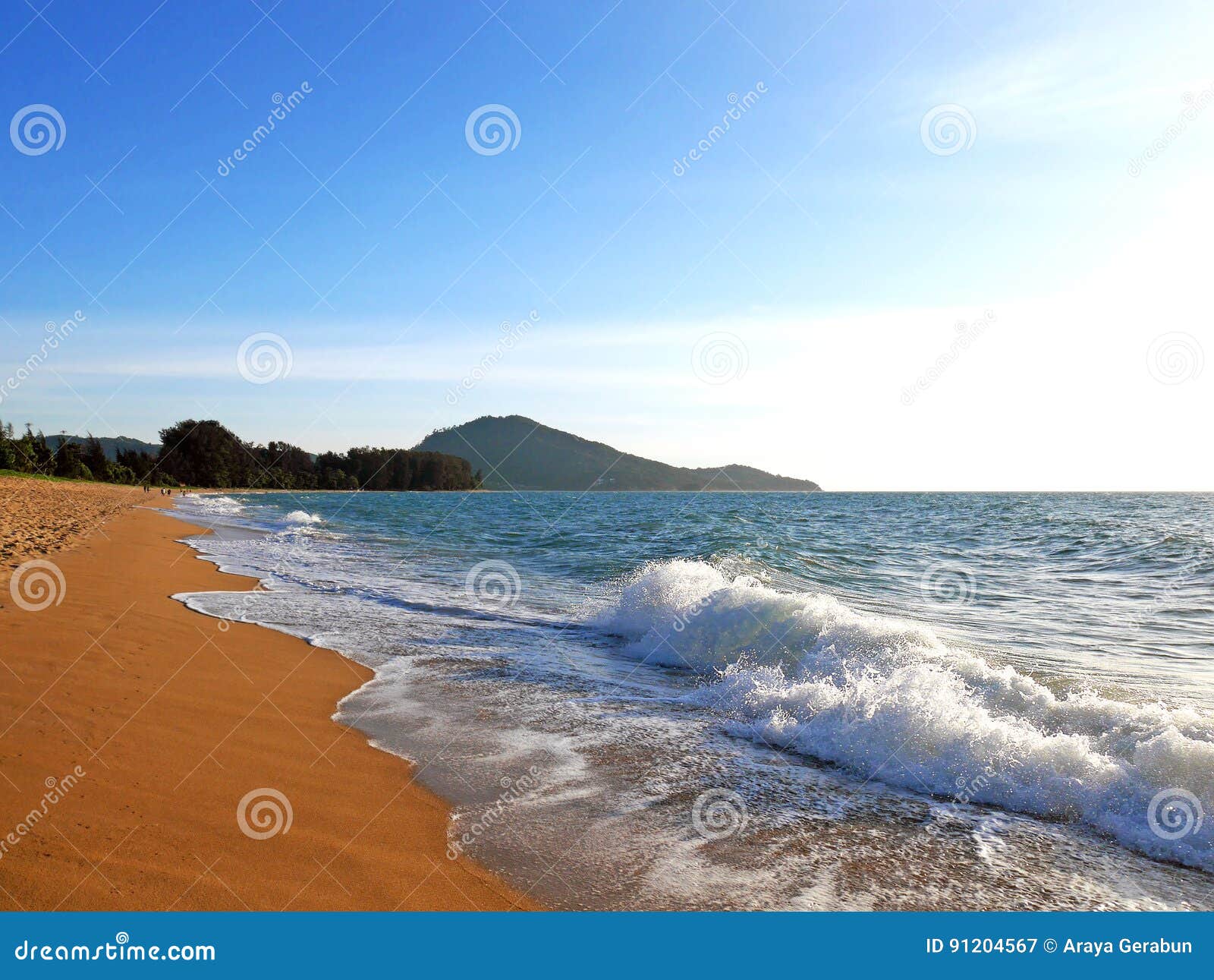 Sunny Tropical Beach with Blue Sky Stock Image - Image of wave, cloud ...