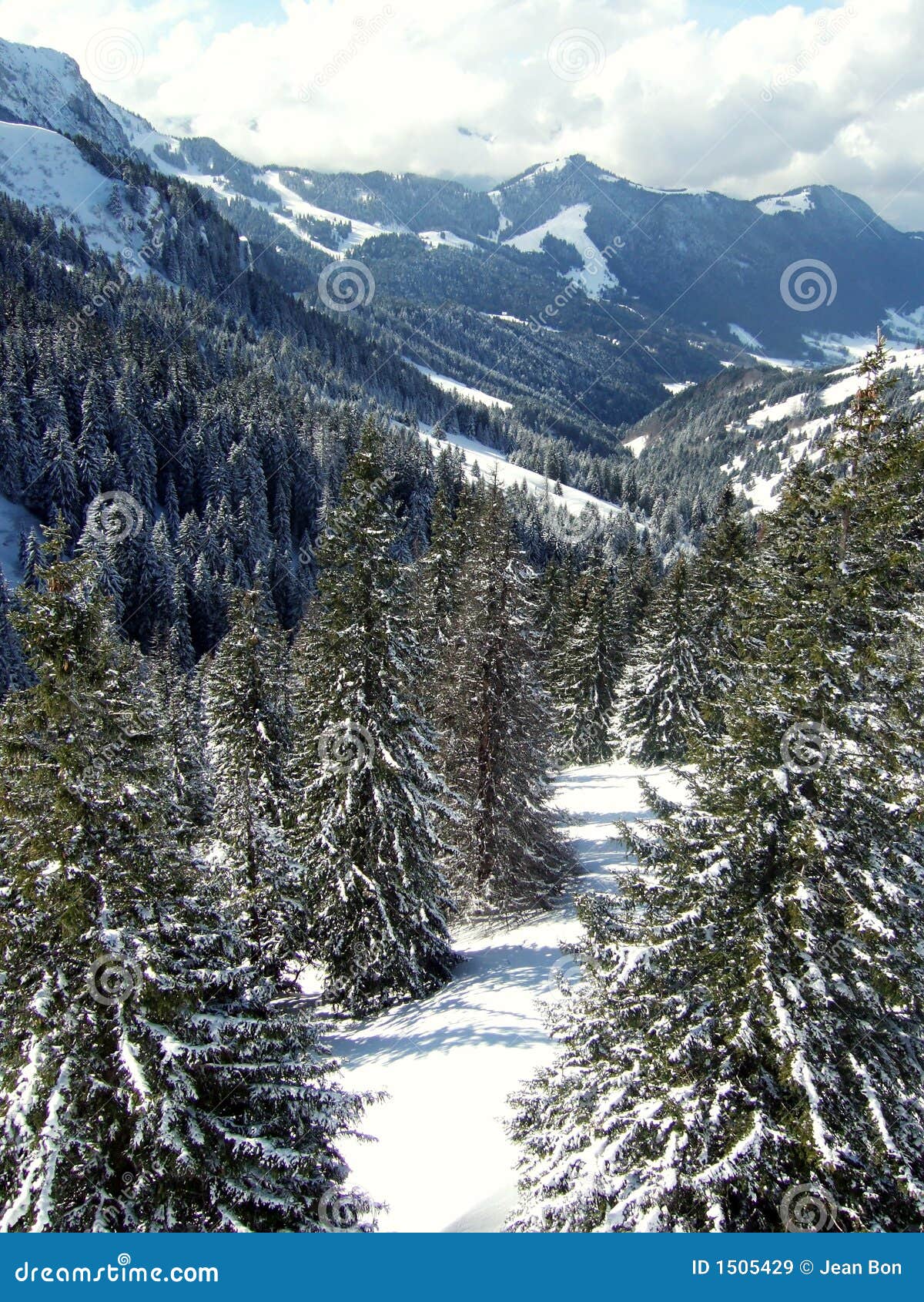 Sunny Valley in Ski Mountain Stock Image - Image of alps, ride: 1505429