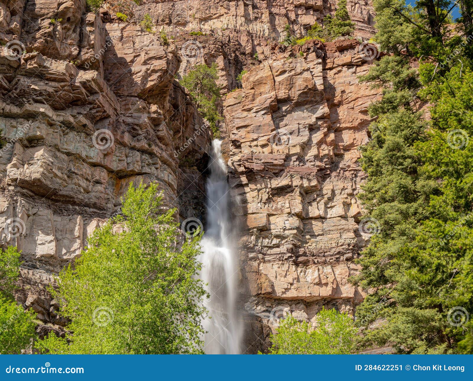 Sunny View of the Cascade Falls Landscape in Ouray Stock Image - Image ...