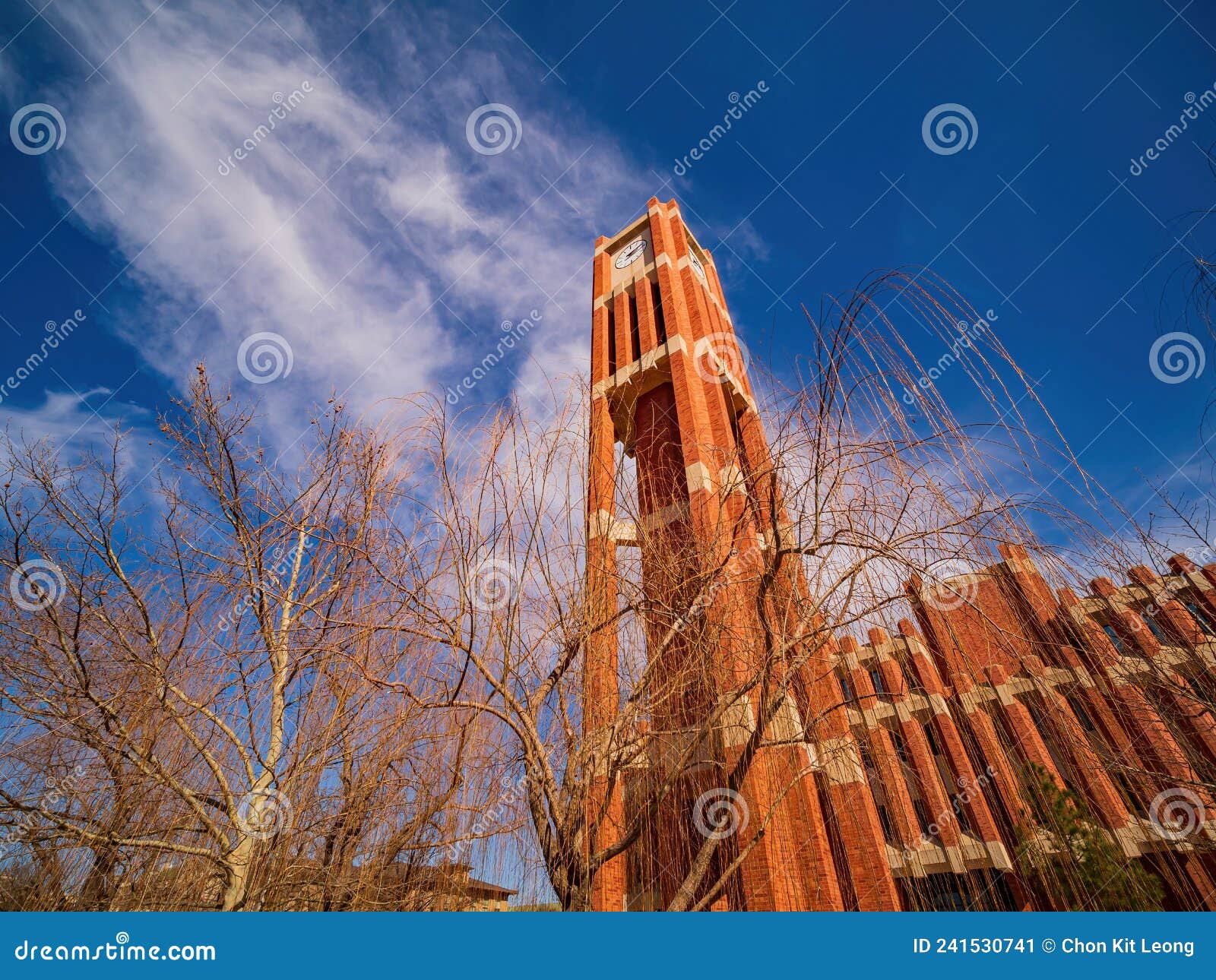Sunny View of the Clock Tower of OU Stock Image - Image of blue, people ...