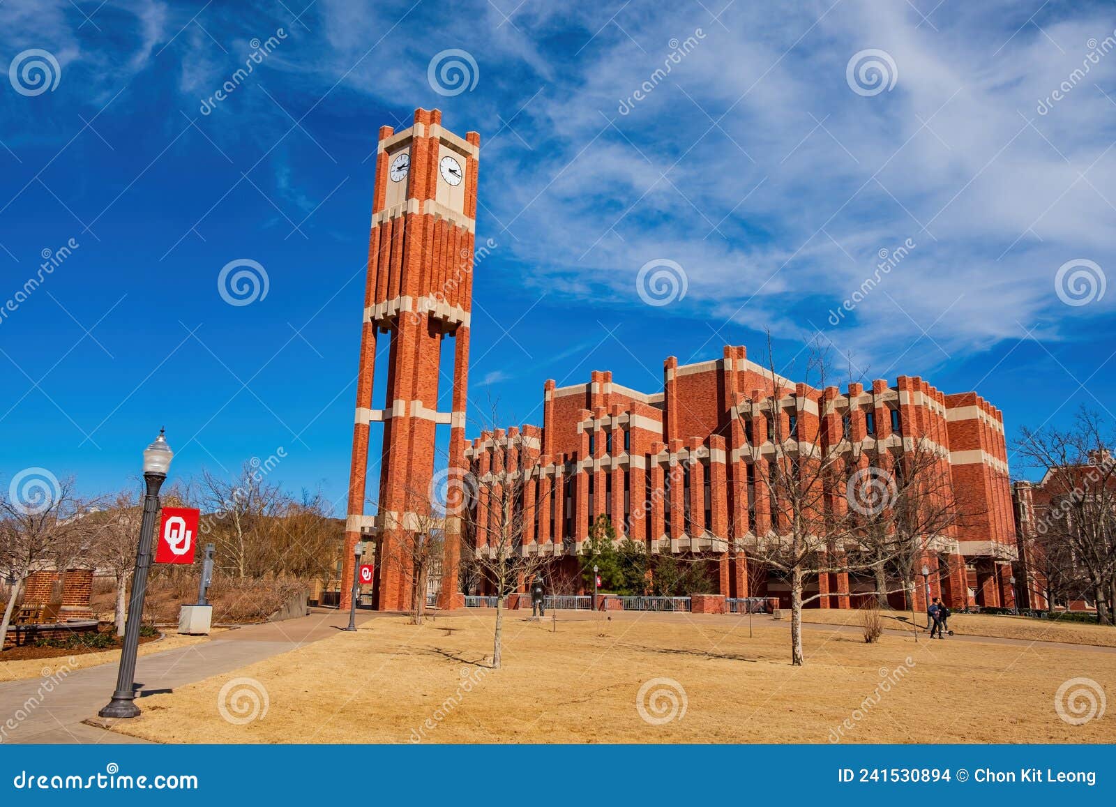 Sunny View of the Clock Tower of OU Stock Photo - Image of logo ...