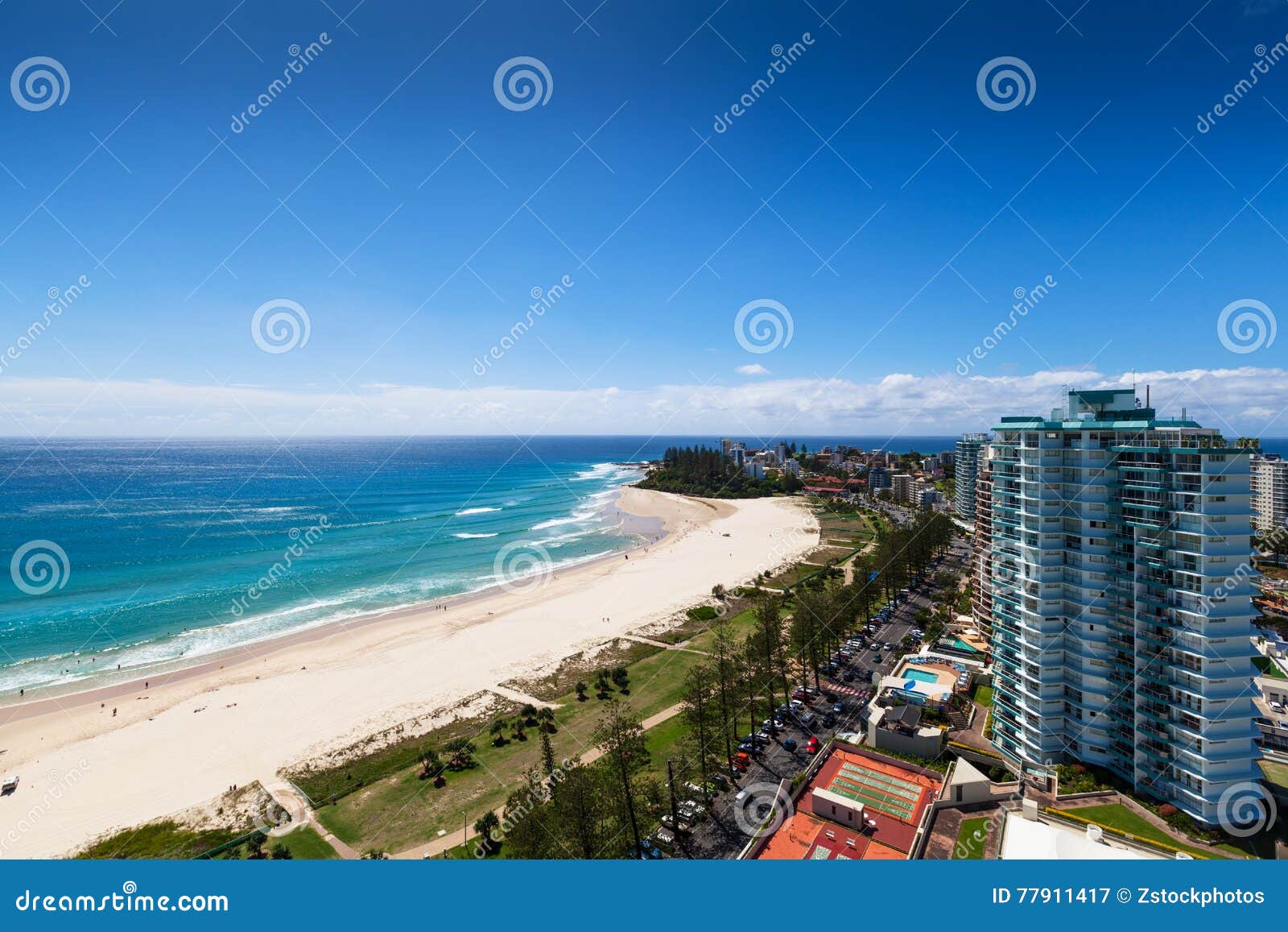 Sunny view of Coolangatta stock image. Image of rise - 77911417