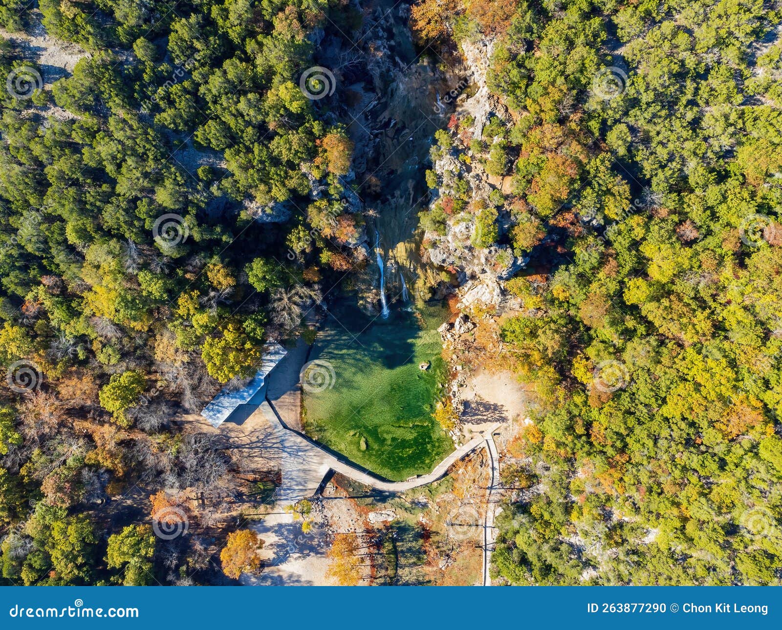 Sunny View of the Fall Color of Turner Falls Stock Photo - Image of ...