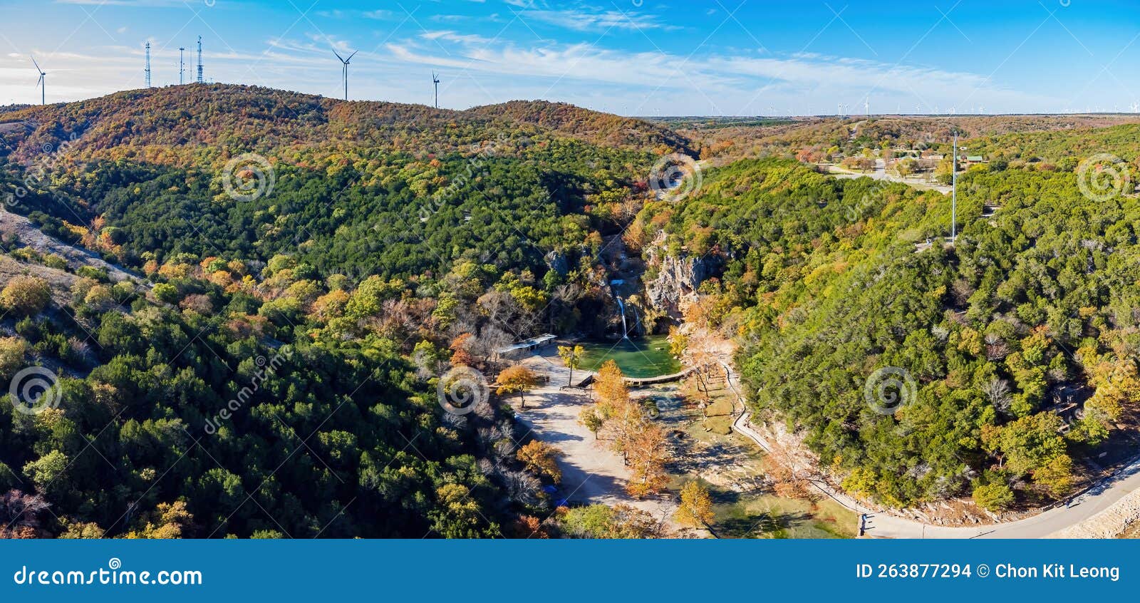 Sunny View of the Fall Color of Turner Falls Stock Photo - Image of ...
