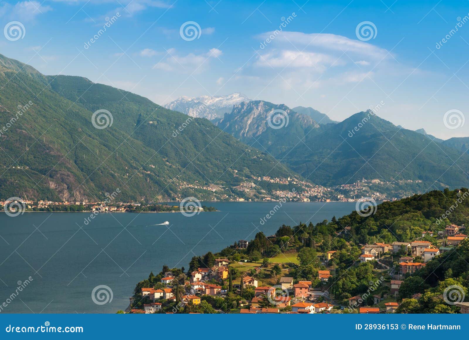 Sunny view on lake Como stock image. Image of nature - 28936153