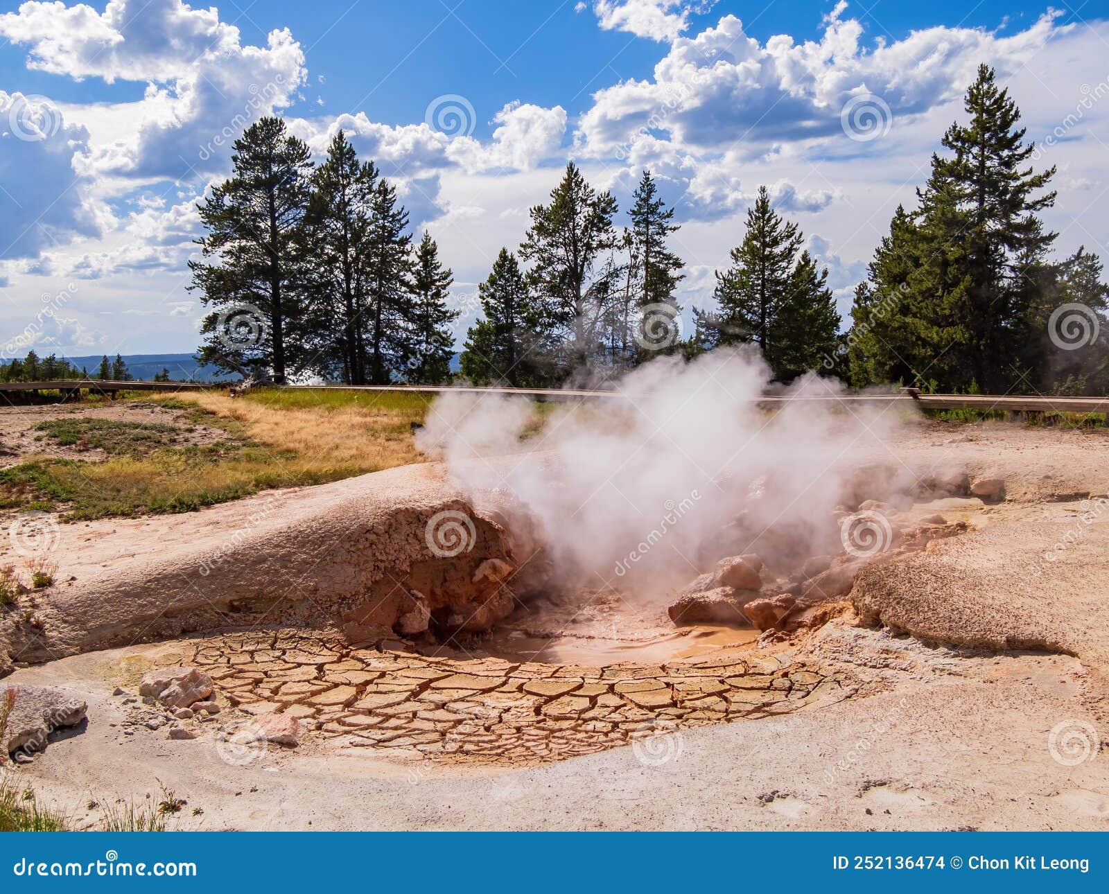 Sunny View of the Landscape of Red Spouter of Fountain Paint Pots Stock ...