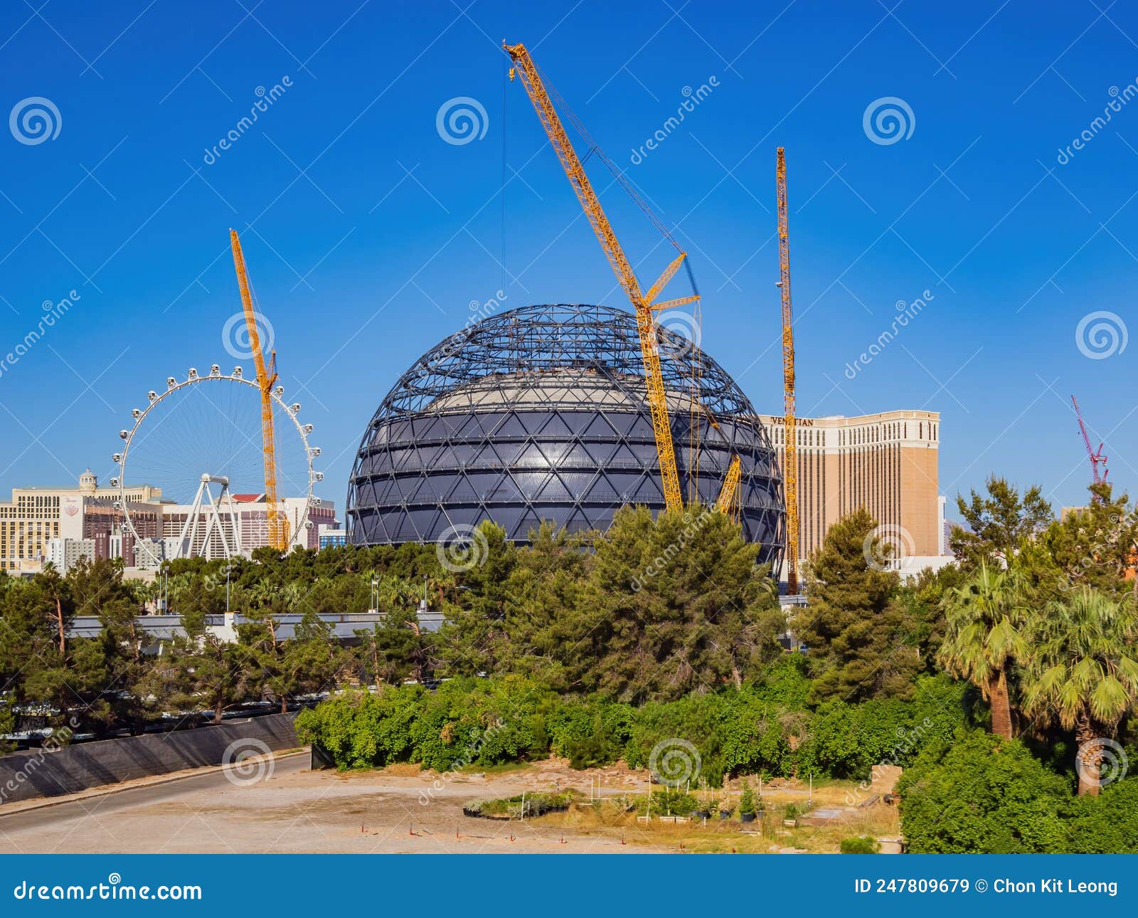 Sunny View of the MGM Sphere Under Construction Editorial Stock Image ...