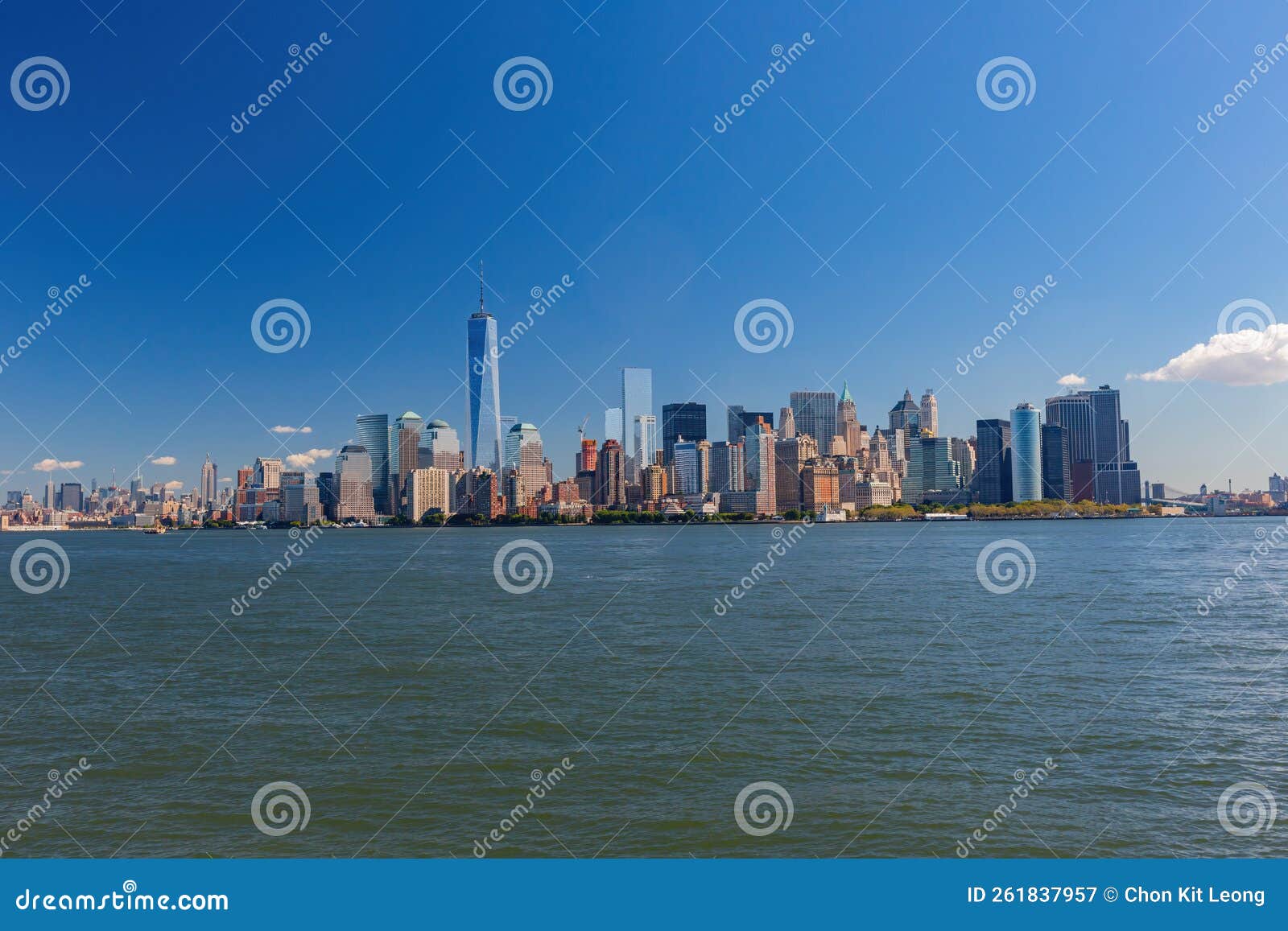 Sunny View of the New York City Skyline Stock Image - Image of exterior ...