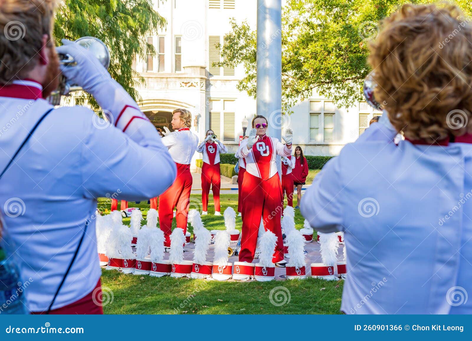 Sunny View of Student Marching Band Parctice during Homecoming Parade ...