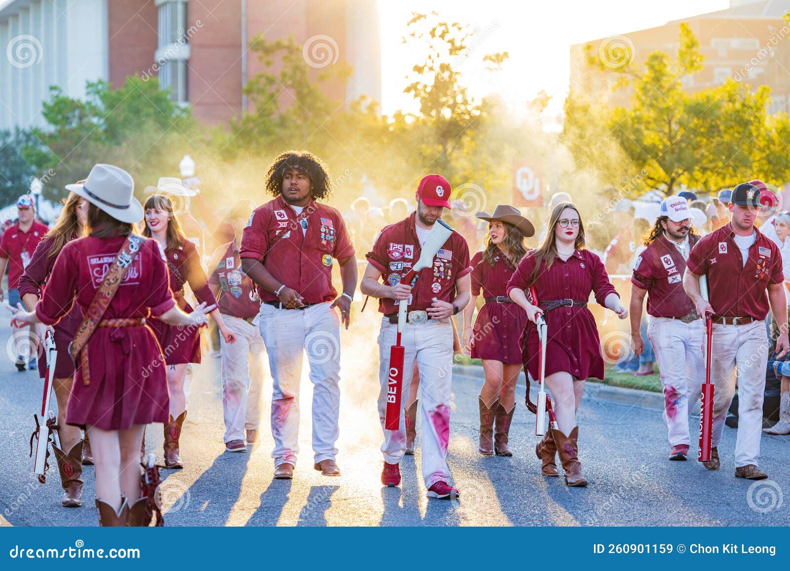 Sunny View of the Student Marching Band Walking in Homecoming Parade ...