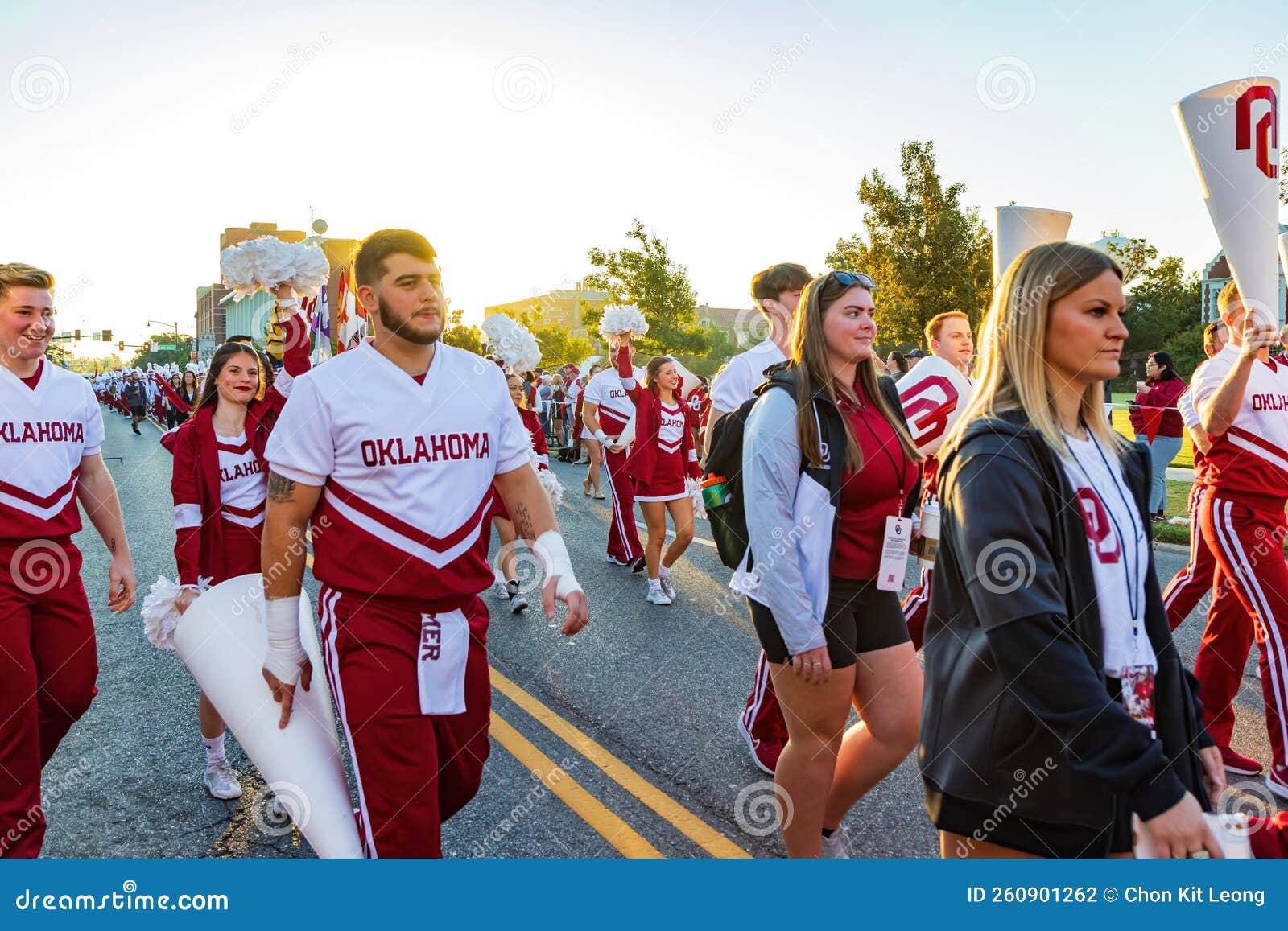 Sunny View of the Student Marching Band Walking in Homecoming Parade ...