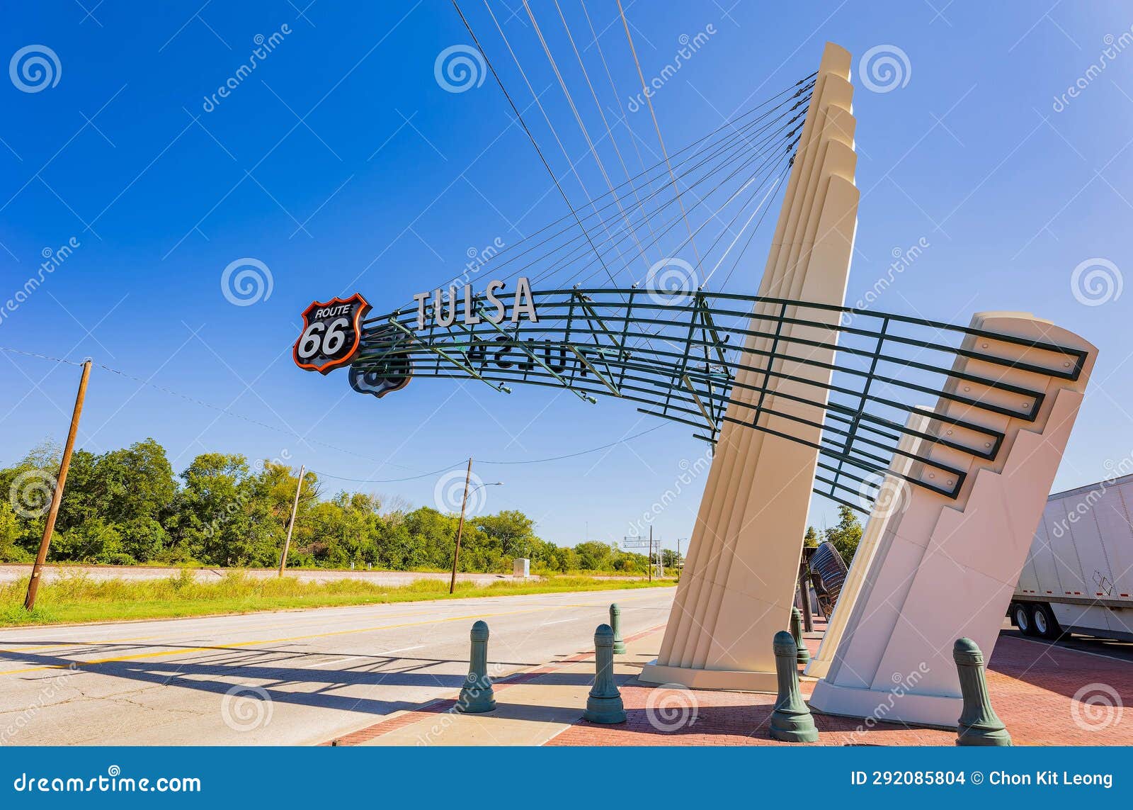 Sunny View of the Tulsa Route 66 Sign Stock Photo - Image of route ...