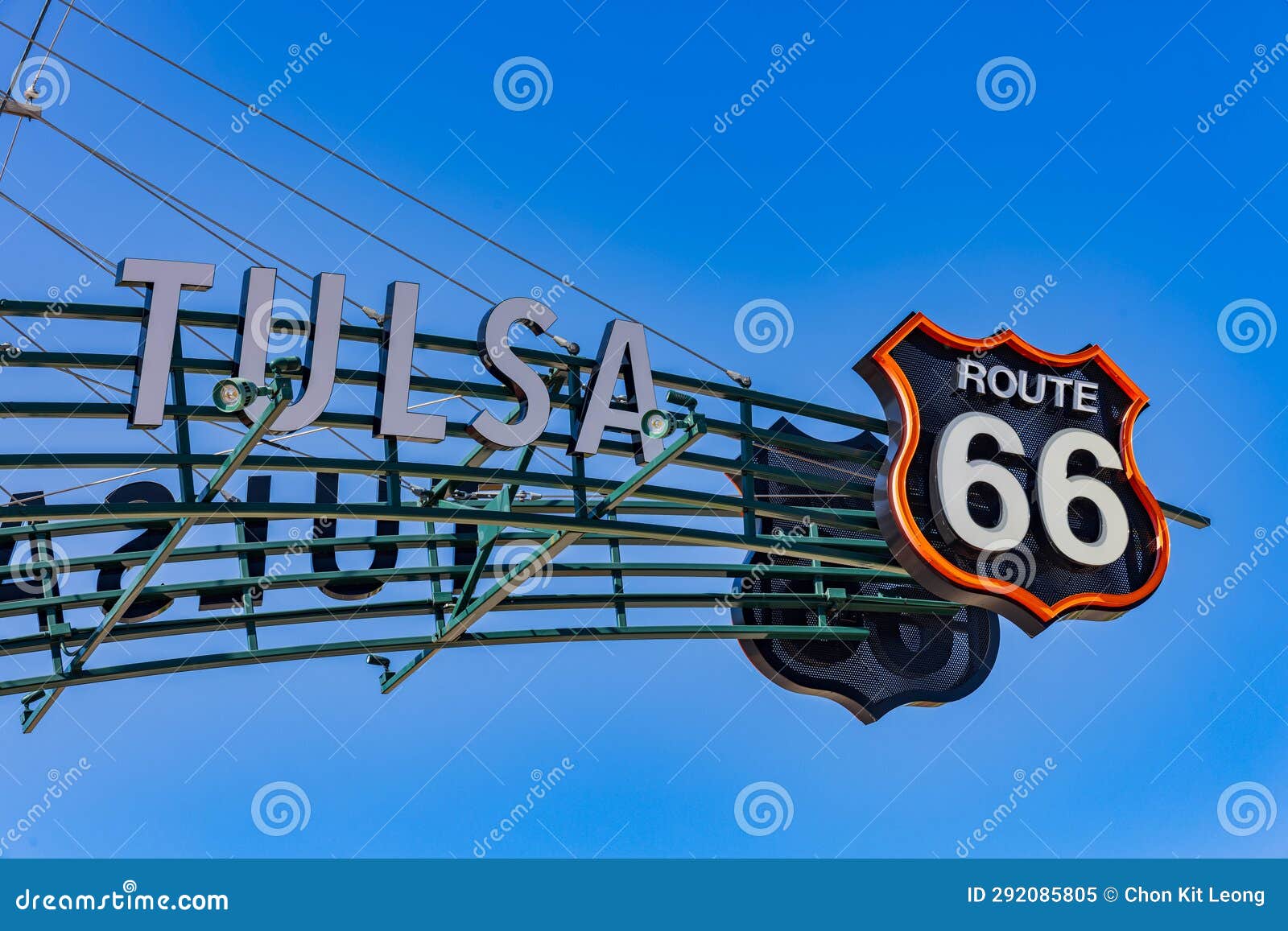 Sunny View of the Tulsa Route 66 Sign Stock Image - Image of view, sign ...