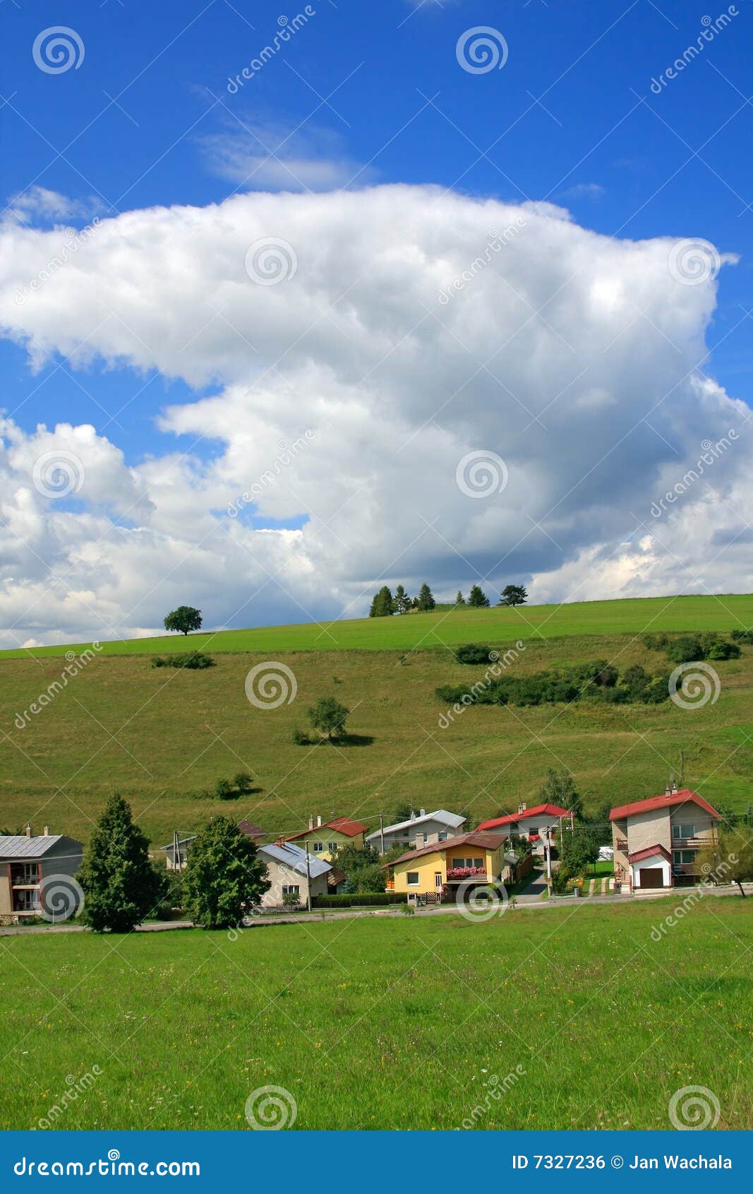 Sunny Village stock photo. Image of hills, house, bright - 7327236
