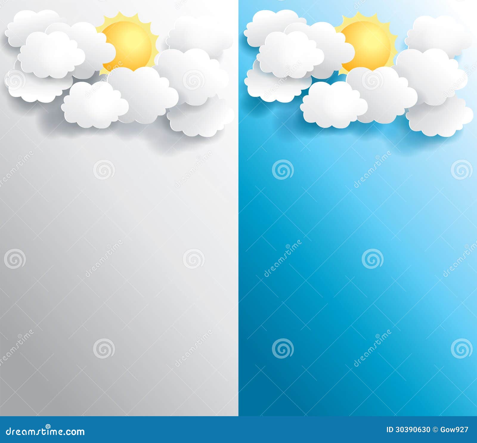 Sunny Weather Banner in Various Background Stock Vector - Illustration ...