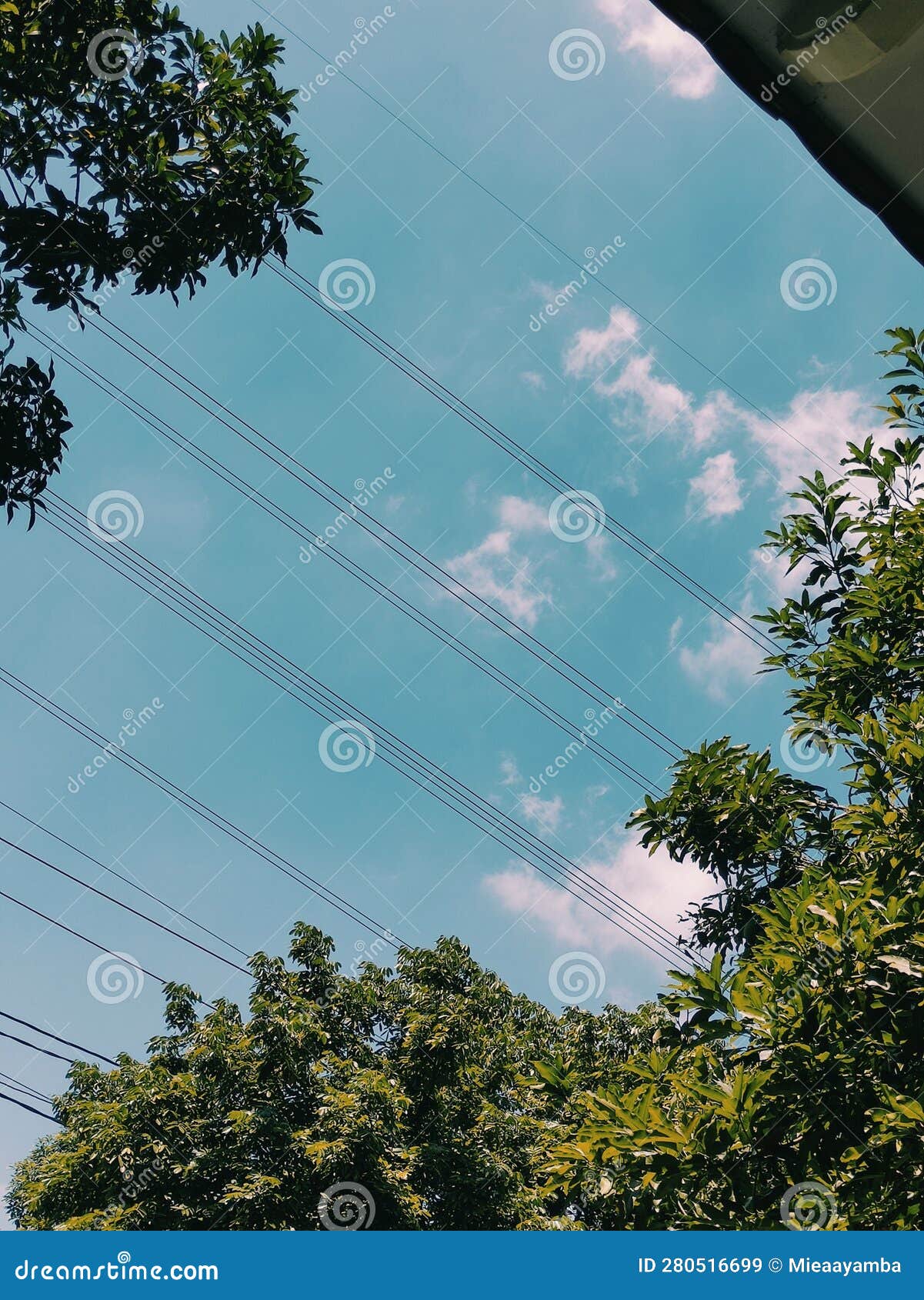 Sunny Weather and Beautiful Sky Plus Aesthetic Cables Stock Image ...