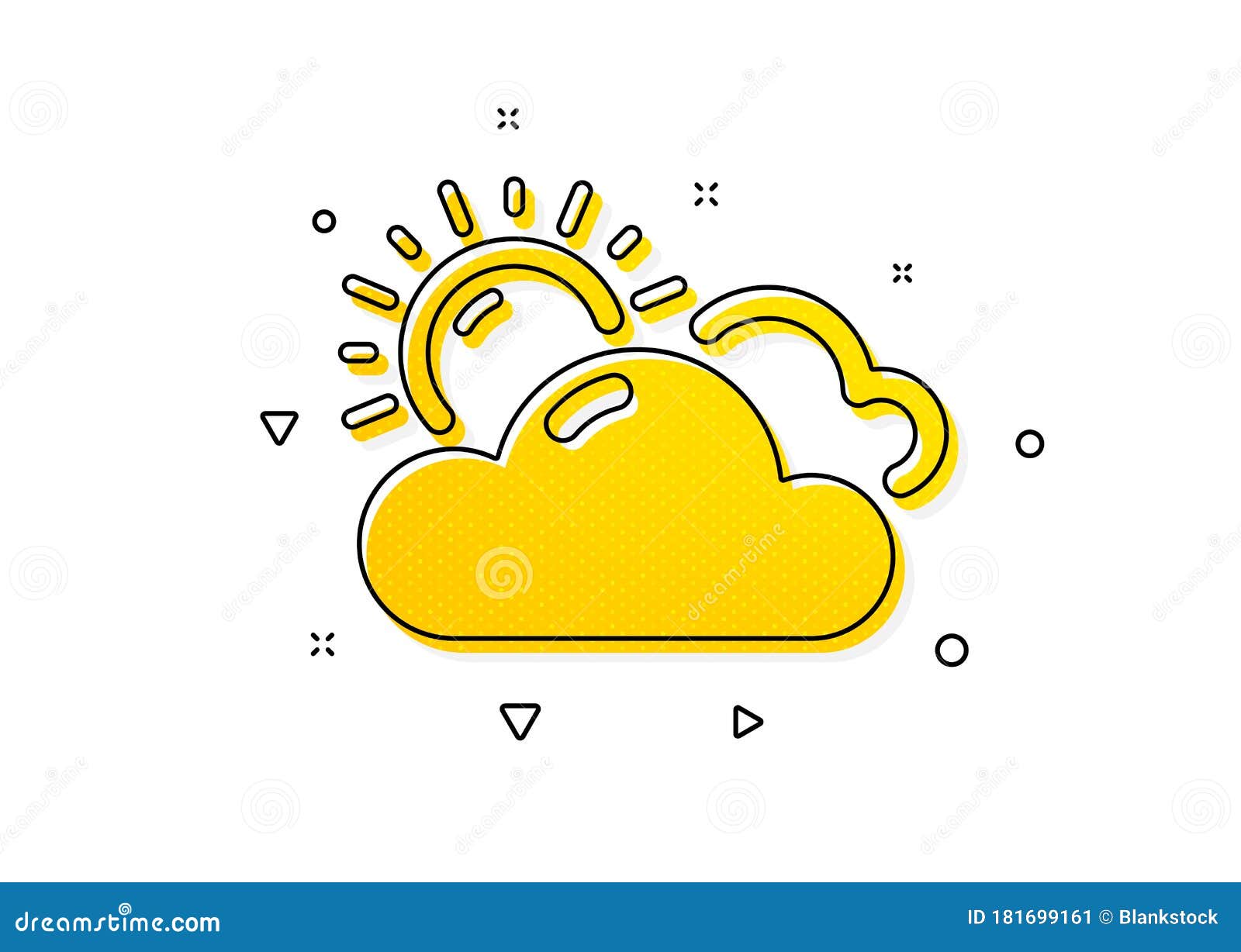 Sunny Weather Forecast Icon. Clouds with Sun Sign. Cloudy Sky. Vector ...