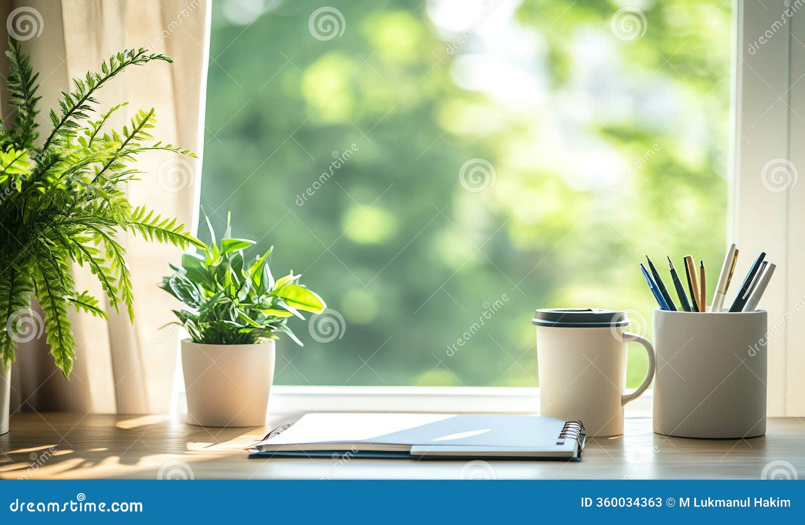 Sunny Windowsill Workspace Illustration Stock Image - Image of clean ...