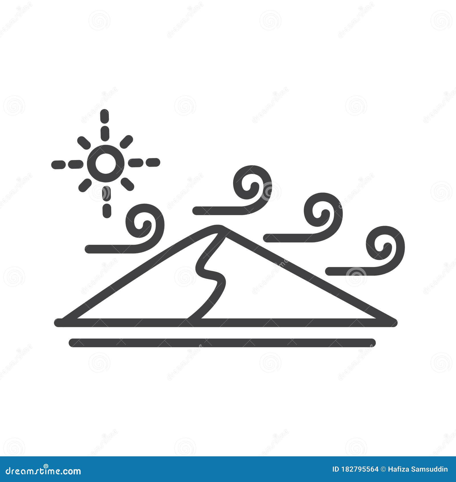 Sunny and Windy Day at the Desert Stock Vector - Illustration of linear ...