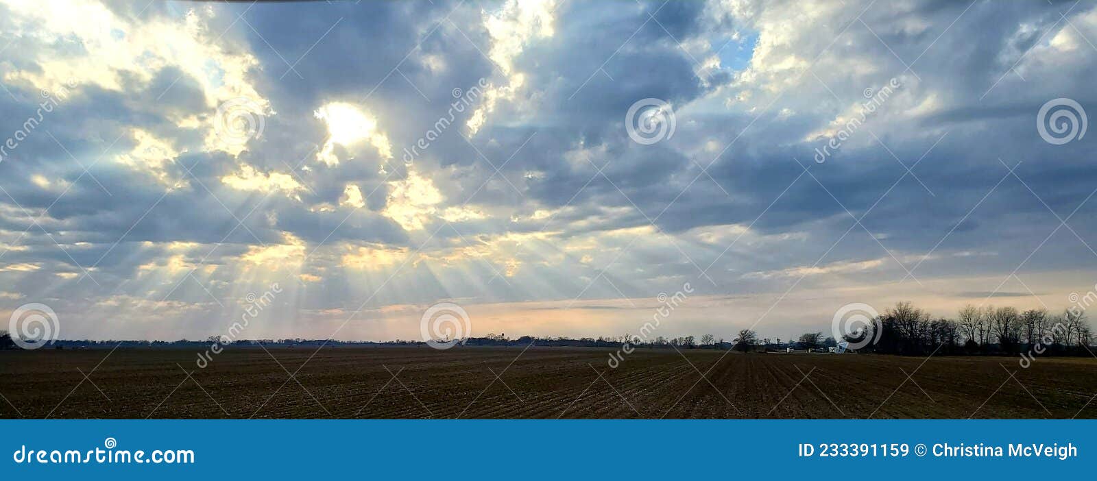 Sunray through clouds stock image. Image of field, hill - 233391159
