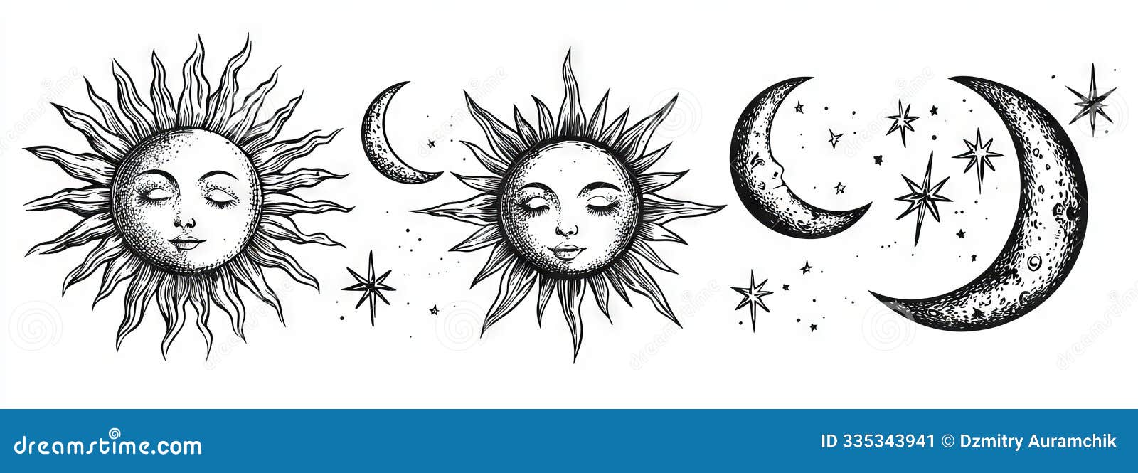 Sunrays of Light on a Starry Sky with a Crescent Moon Stock Image ...