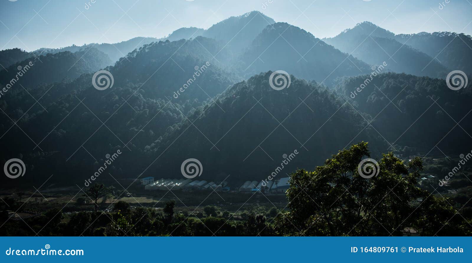 Sunrays at Misty Hills stock image. Image of landscape - 164809761