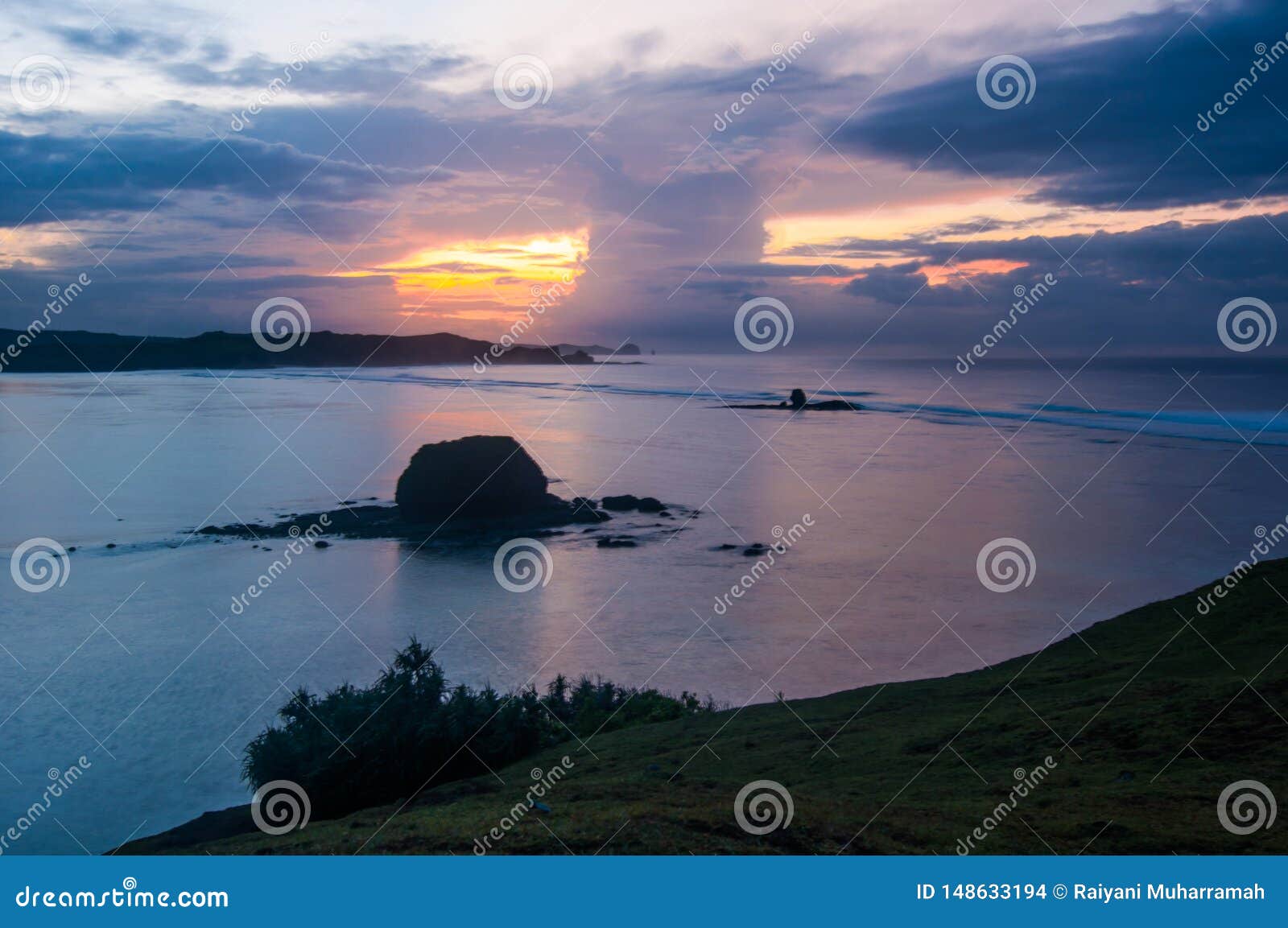 Sunrise at Serenting Beach Lombok Stock Photo - Image of sunrise, hills ...