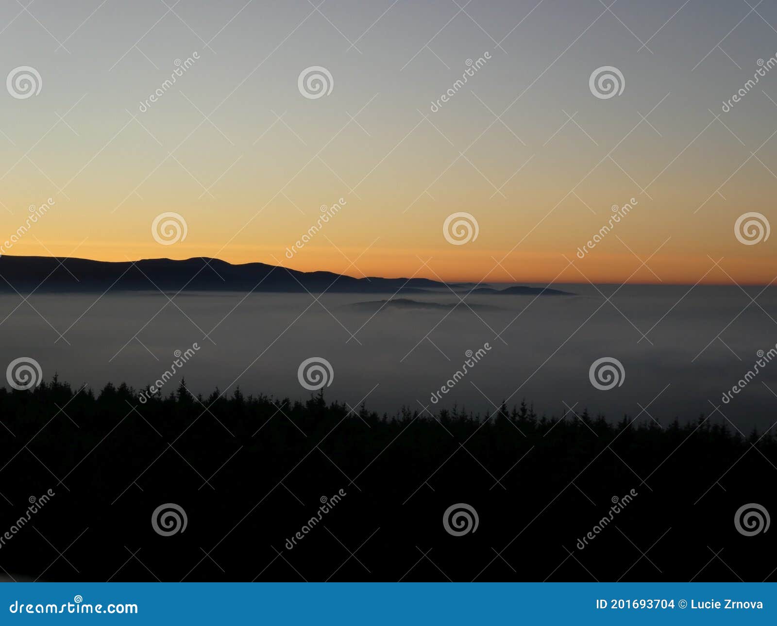 Sunrise Above the Clouds of Inversion I the Valley Stock Photo - Image ...