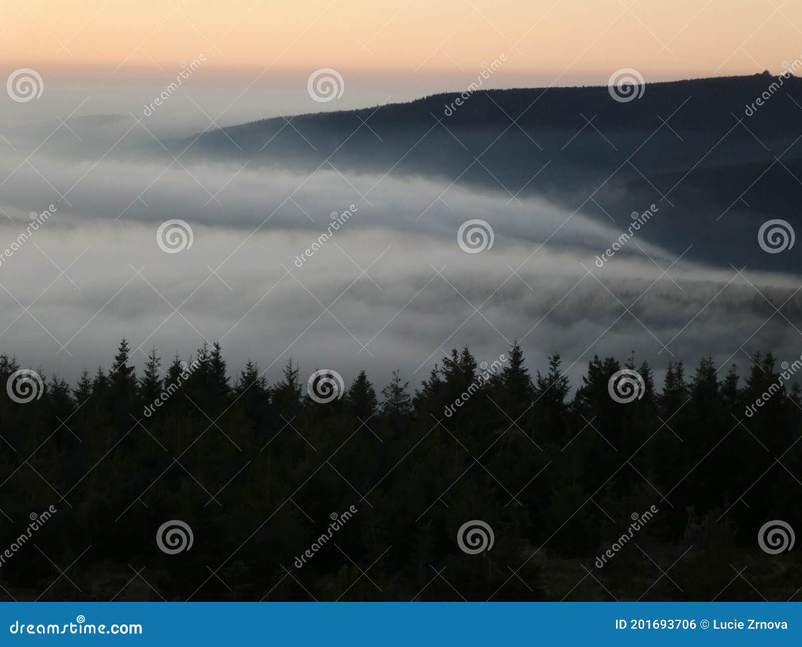 Sunrise Above the Clouds of Inversion I the Valley Stock Photo - Image ...