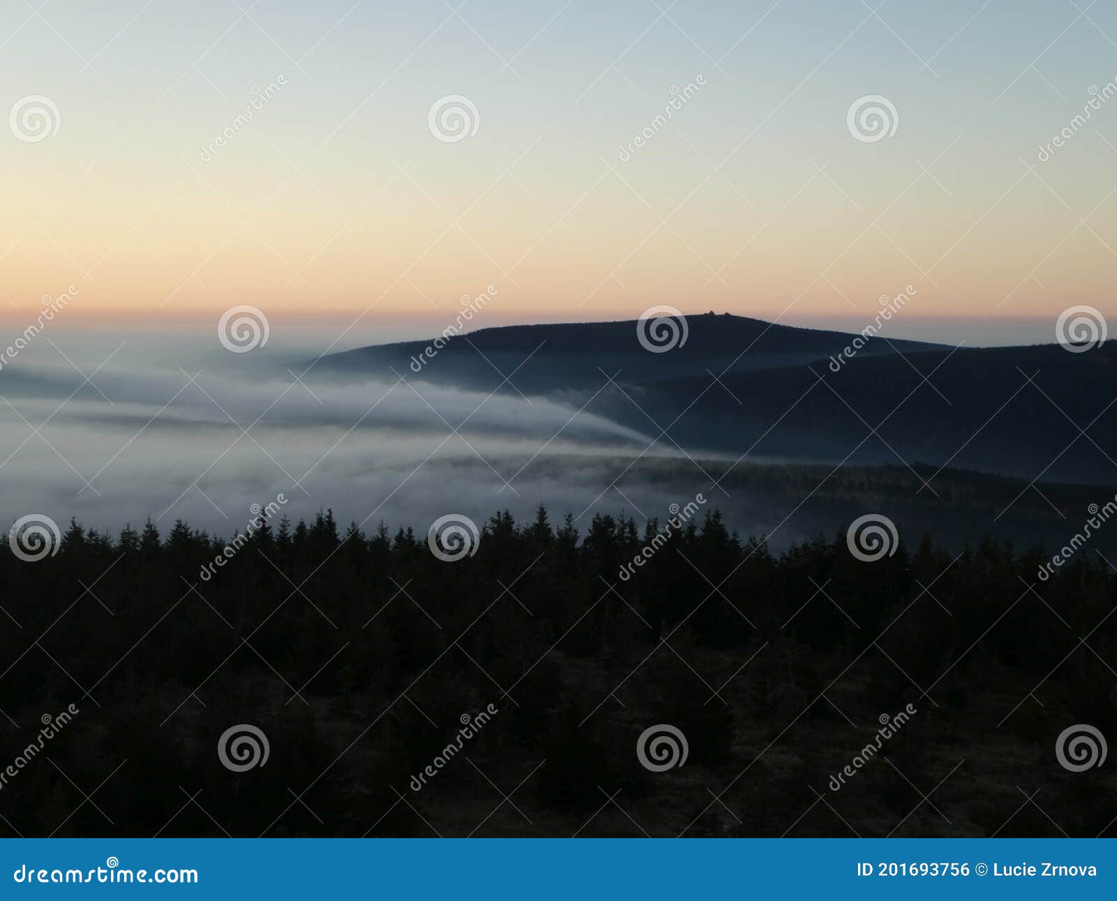 Sunrise Above the Clouds of Inversion I the Valley Stock Photo - Image ...