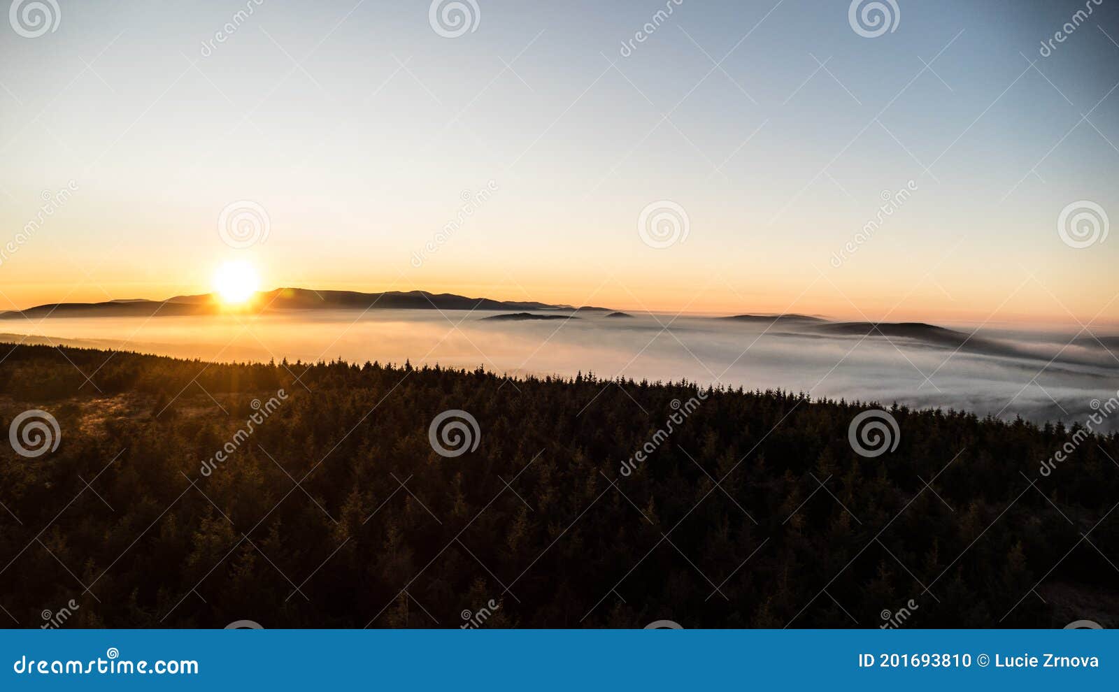 Sunrise Above the Clouds of Inversion I the Valley Stock Photo - Image ...