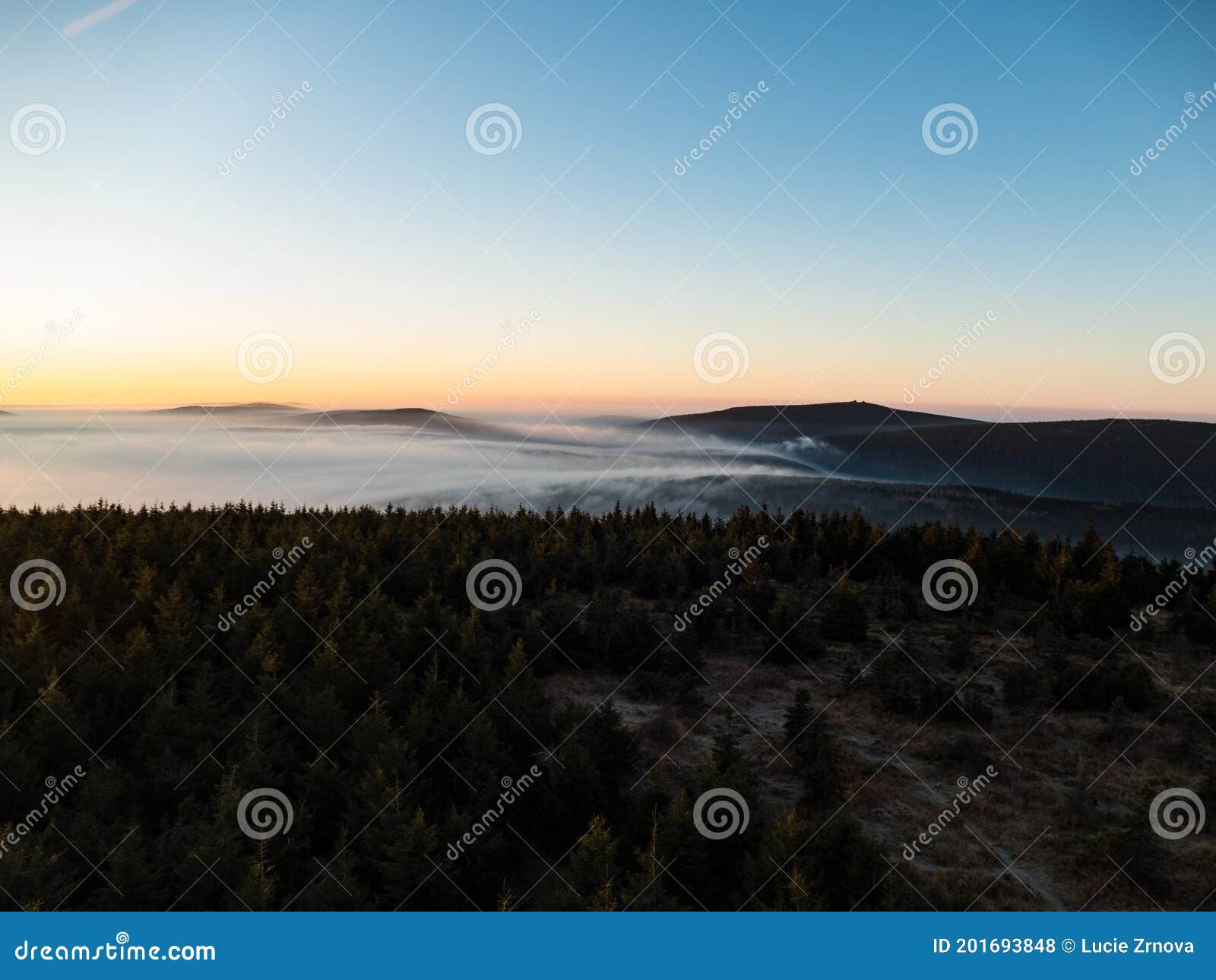 Sunrise Above the Clouds of Inversion I the Valley Stock Photo - Image ...