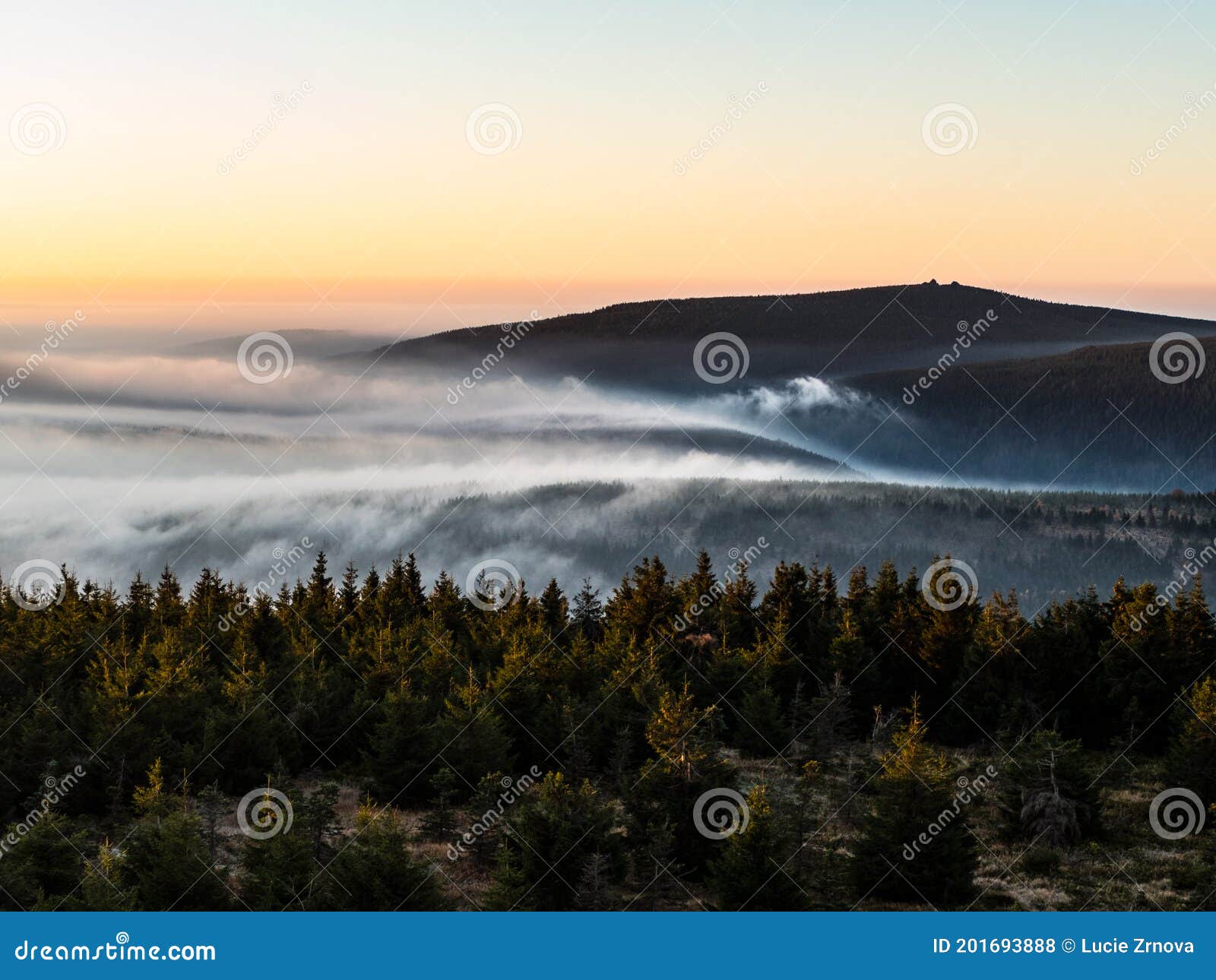 Sunrise Above the Clouds of Inversion I the Valley Stock Photo - Image ...