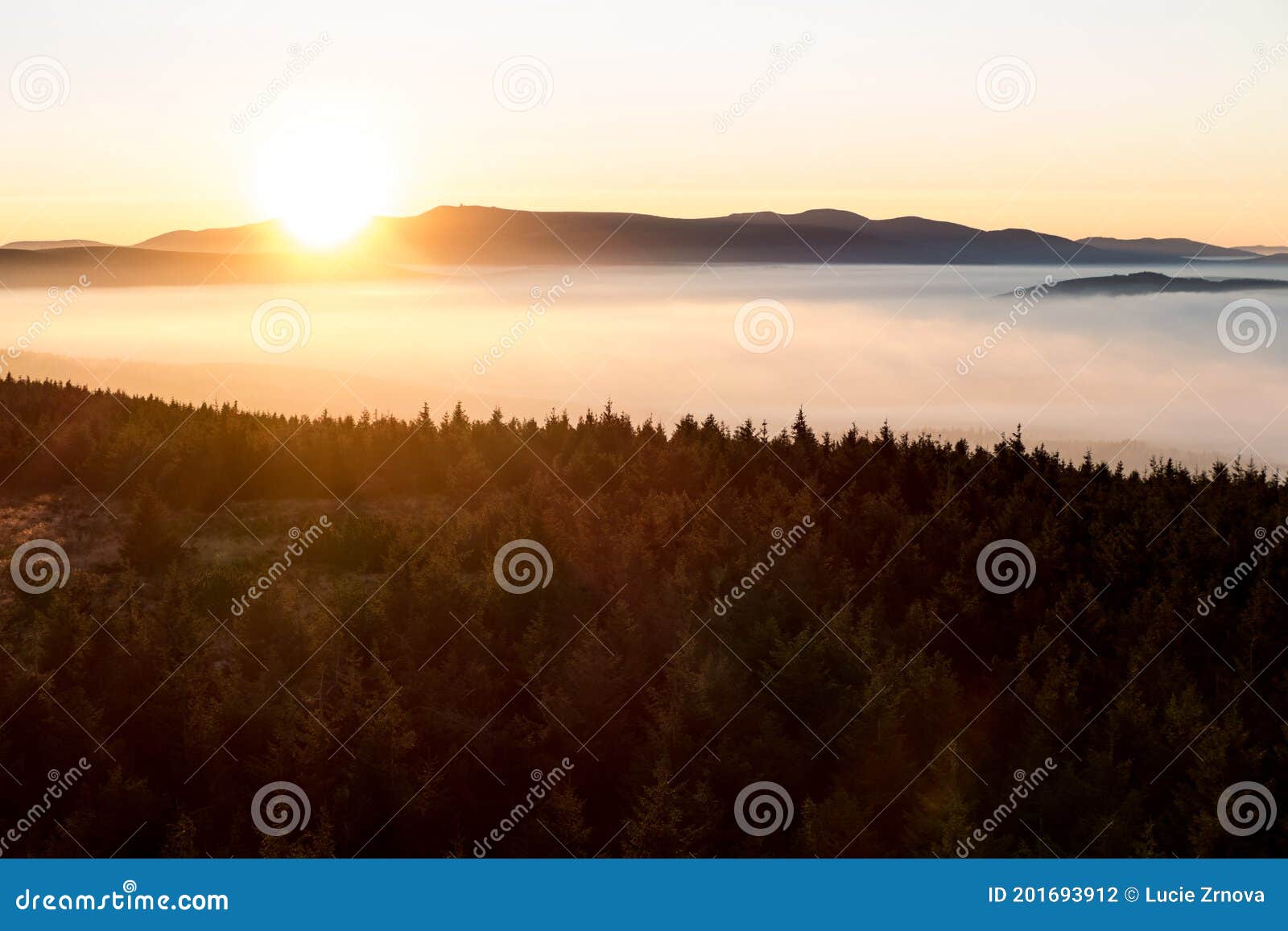Sunrise Above the Clouds of Inversion I the Valley Stock Photo - Image ...