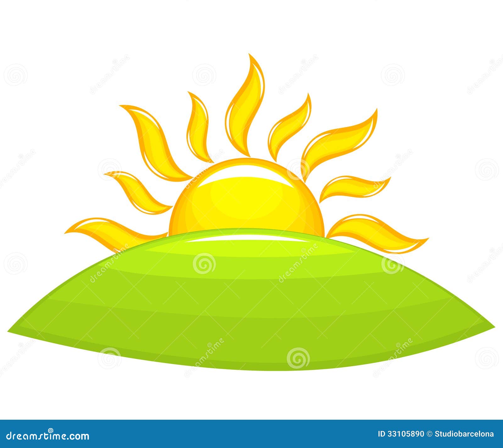 Sunrise above hill stock vector. Illustration of background - 33105890
