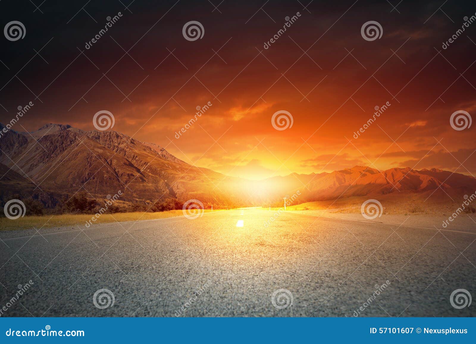 Sunrise above road stock image. Image of distant, weather - 57101607