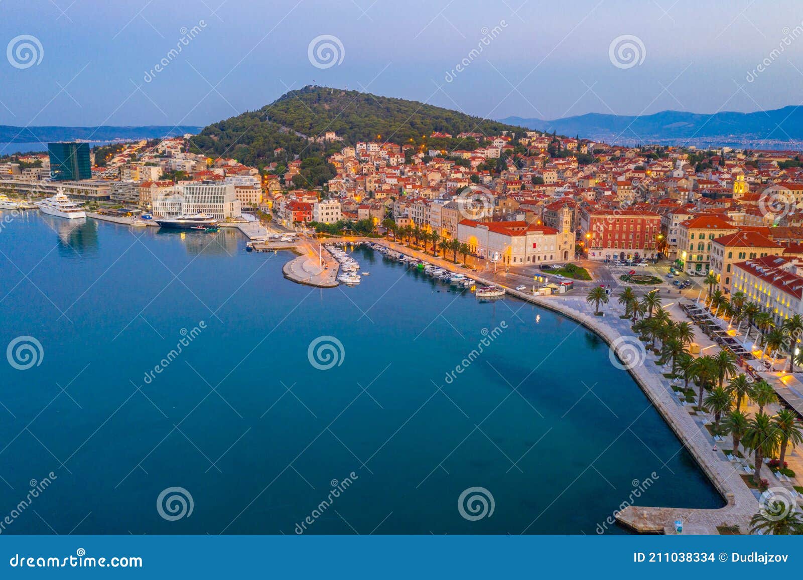 Sunrise Aerial View of Marjan Hill in Split, Croatia Stock Photo ...