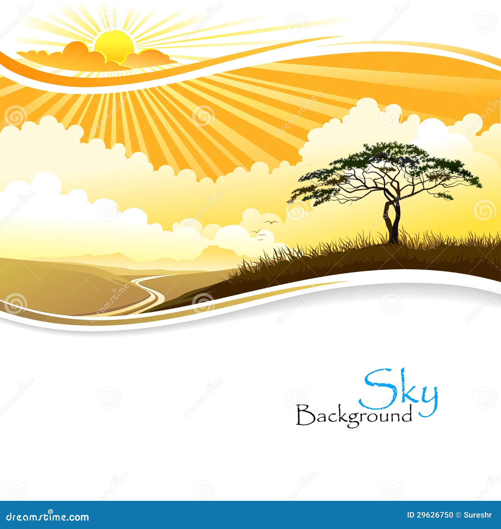 Sunrise in African Desert stock vector. Illustration of desert - 29626750